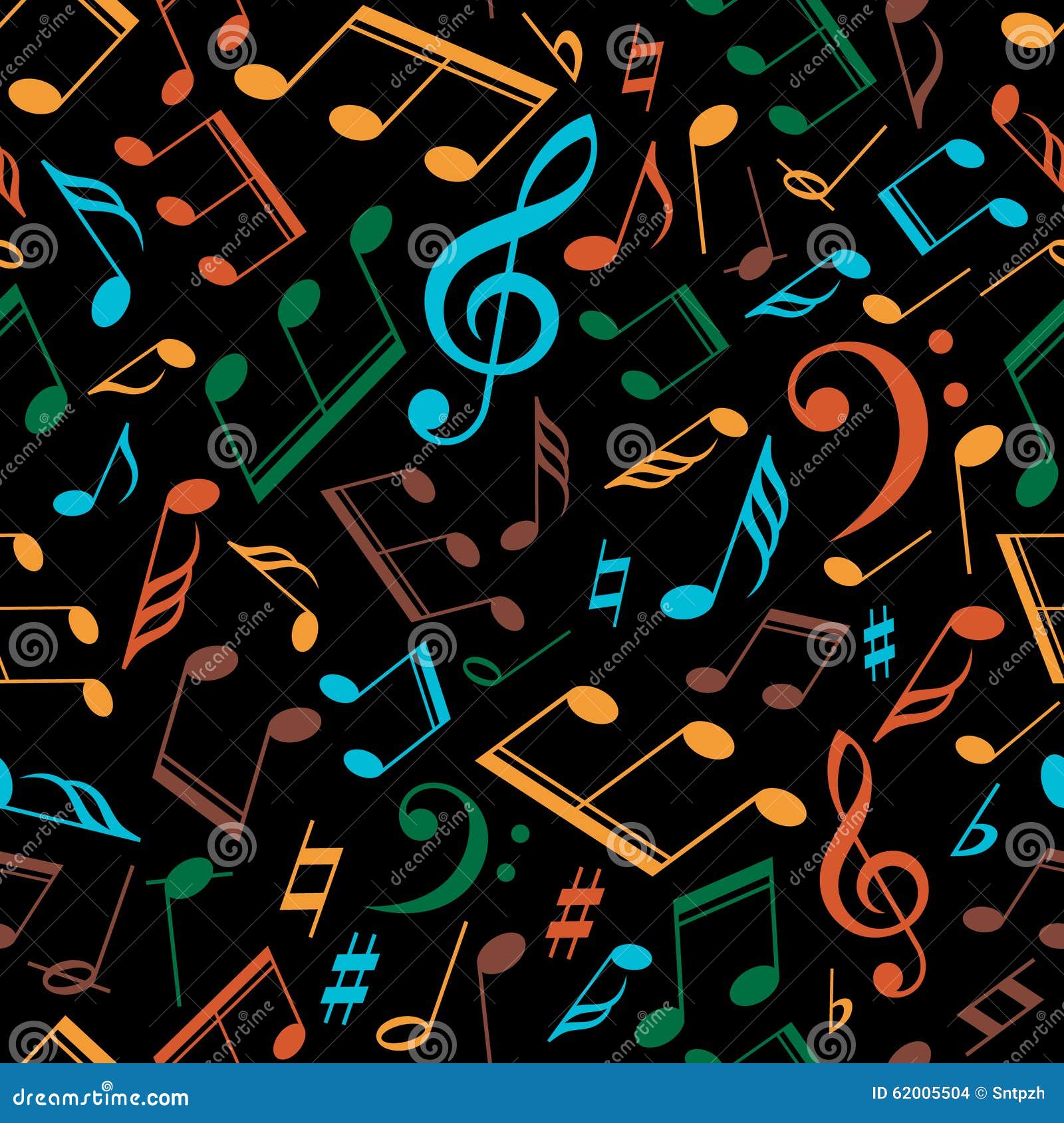 Vector Musical Pattern with Notes. Vector Illustration. Stock Vector ...