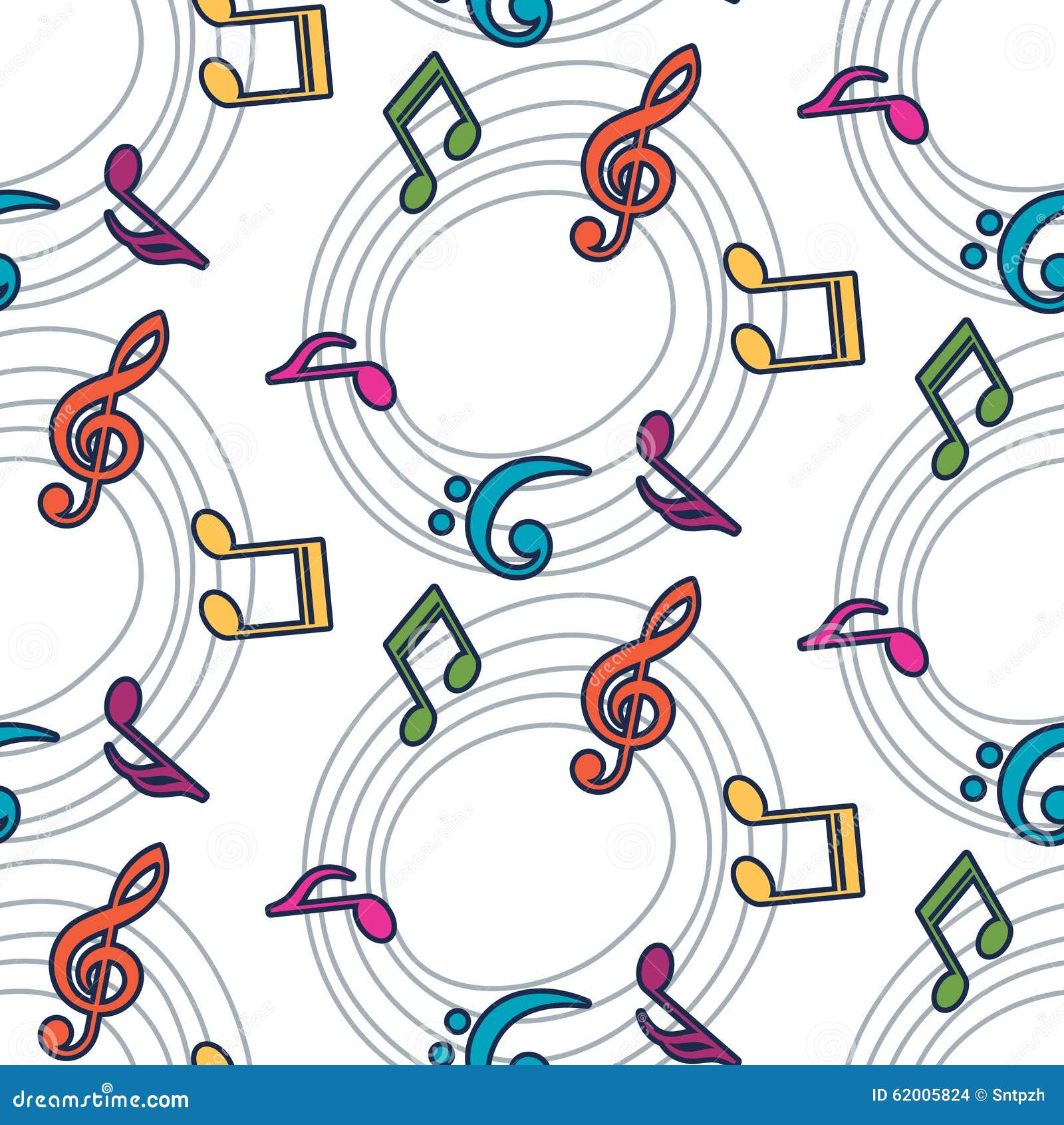 Vector Musical Pattern with Notes. Vector Illustration. Stock Vector ...
