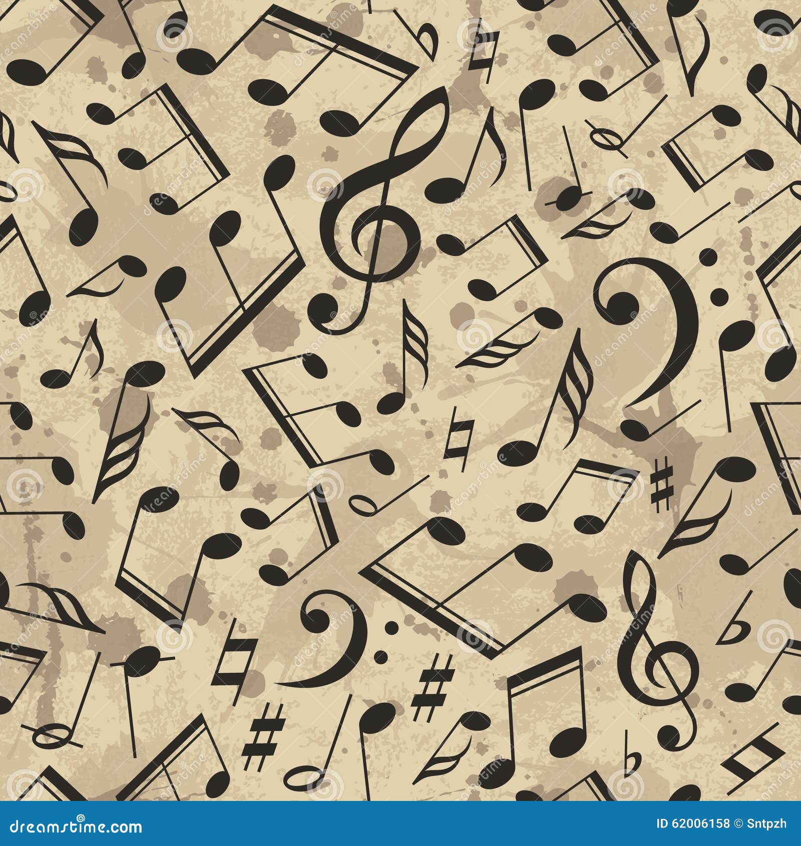 Vector Musical Pattern with Notes. Vector Illustration. Stock Vector ...