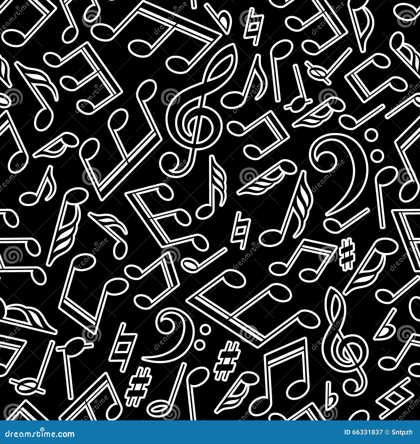 Vector Musical Pattern with Notes. Vector Illustration. Stock Vector ...