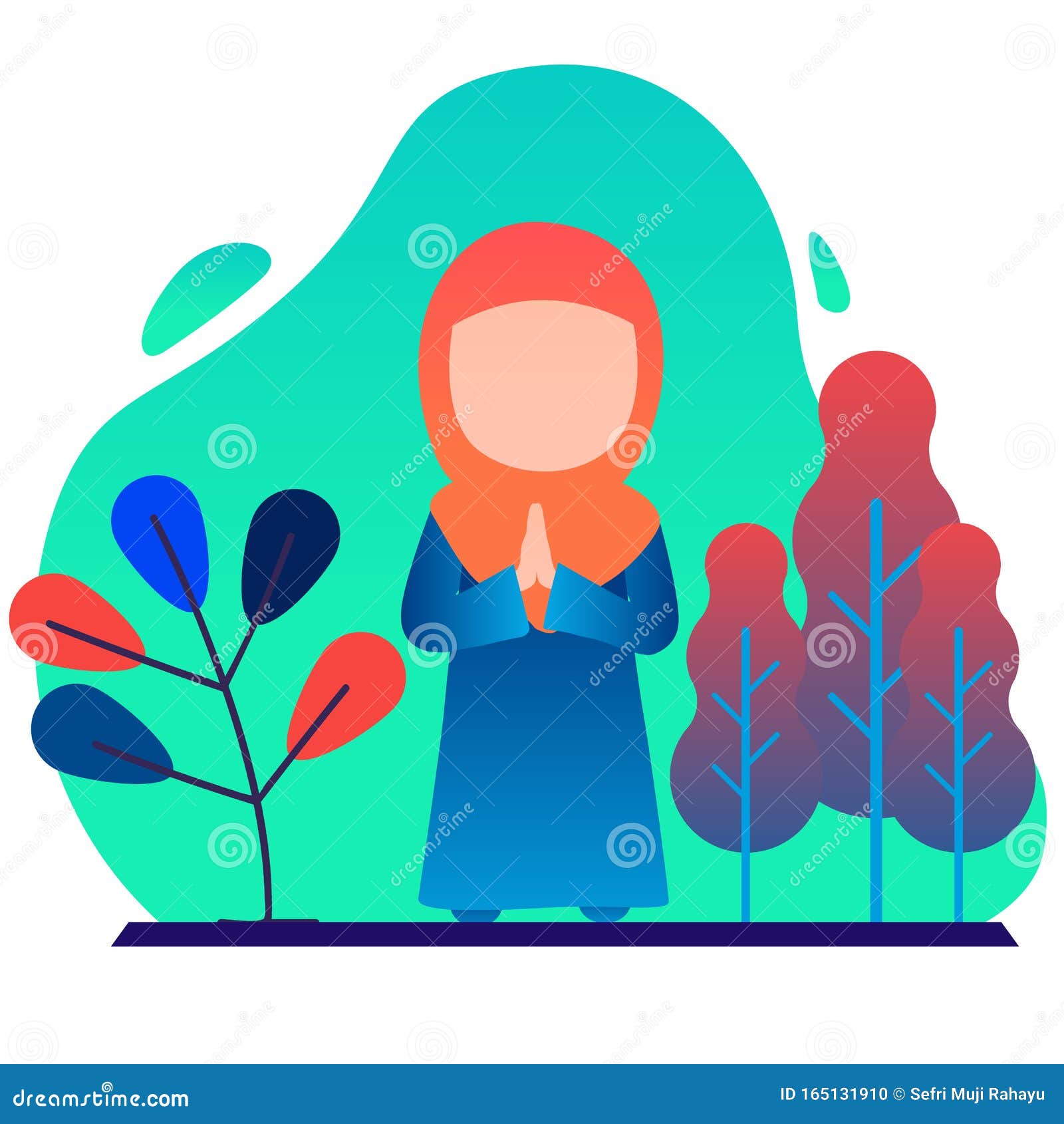 Vector of Muslim Flat Design Stock Vector - Illustration of family ...