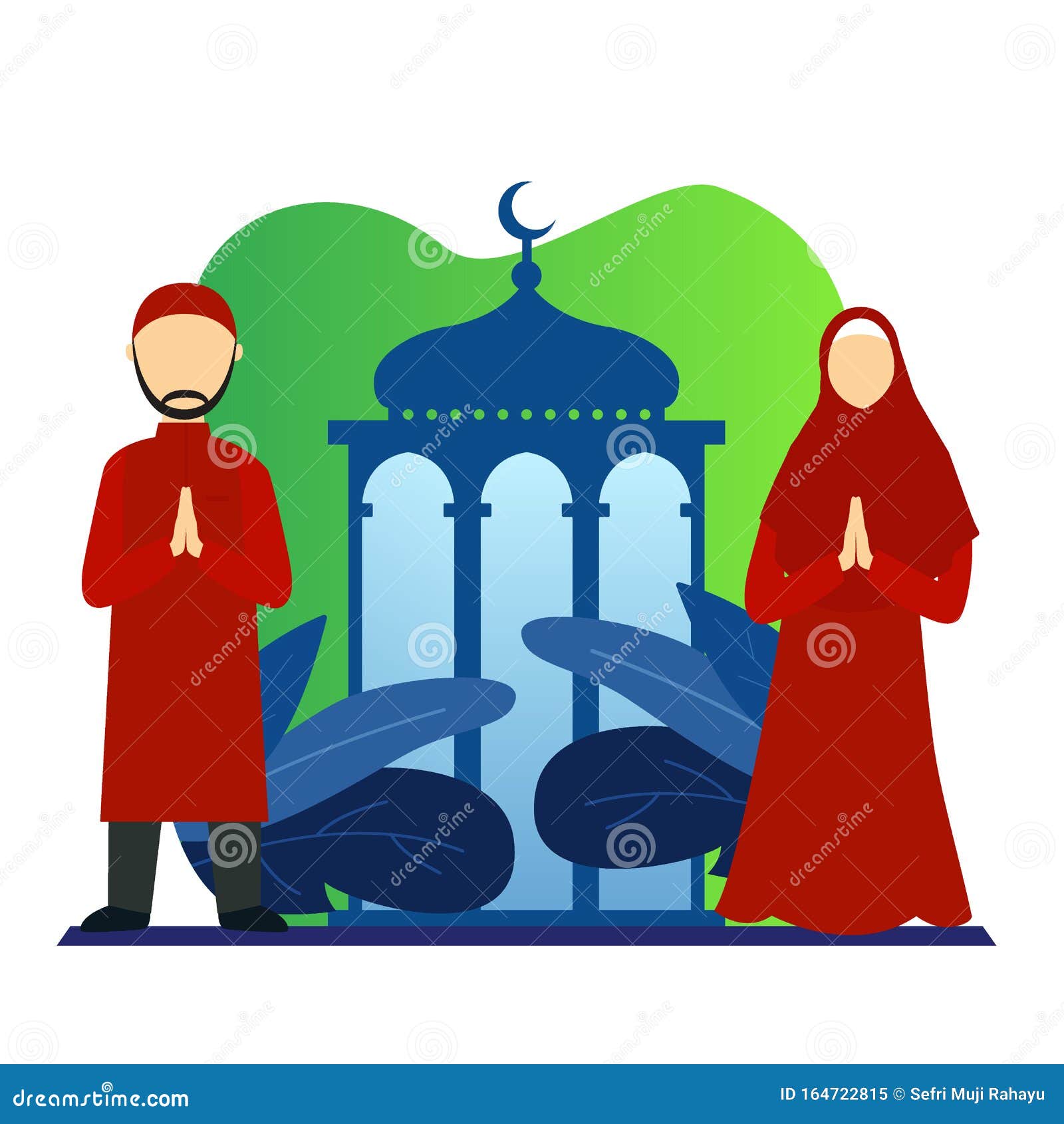 Vector of Muslim Flat Design Stock Illustration - Illustration of girl ...