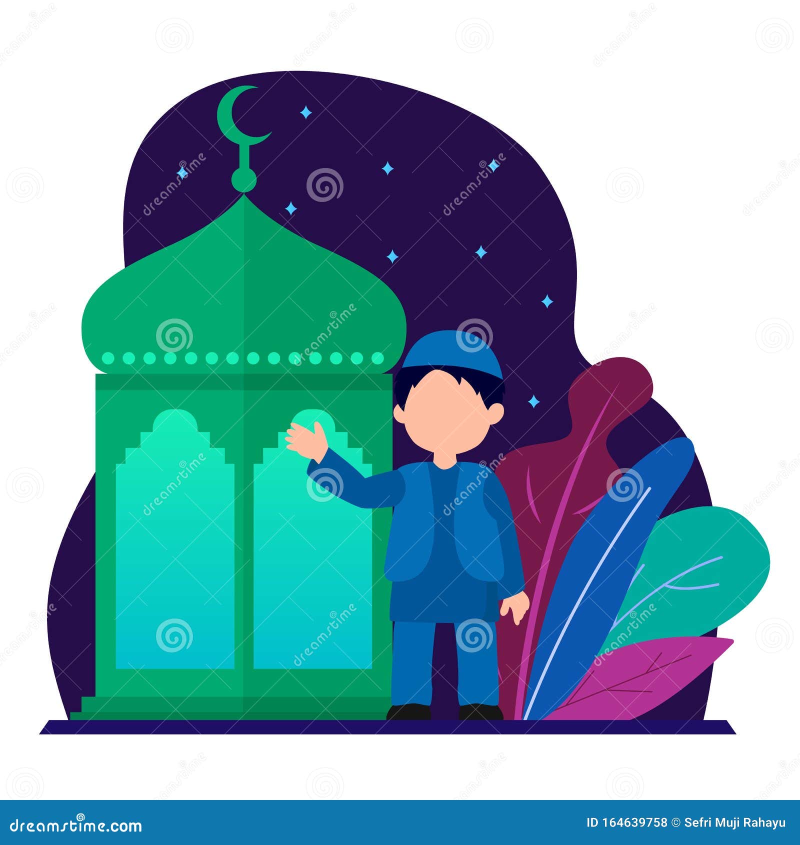 Vector of Muslim Flat Design Style.Month of Ramadan Stock Vector ...