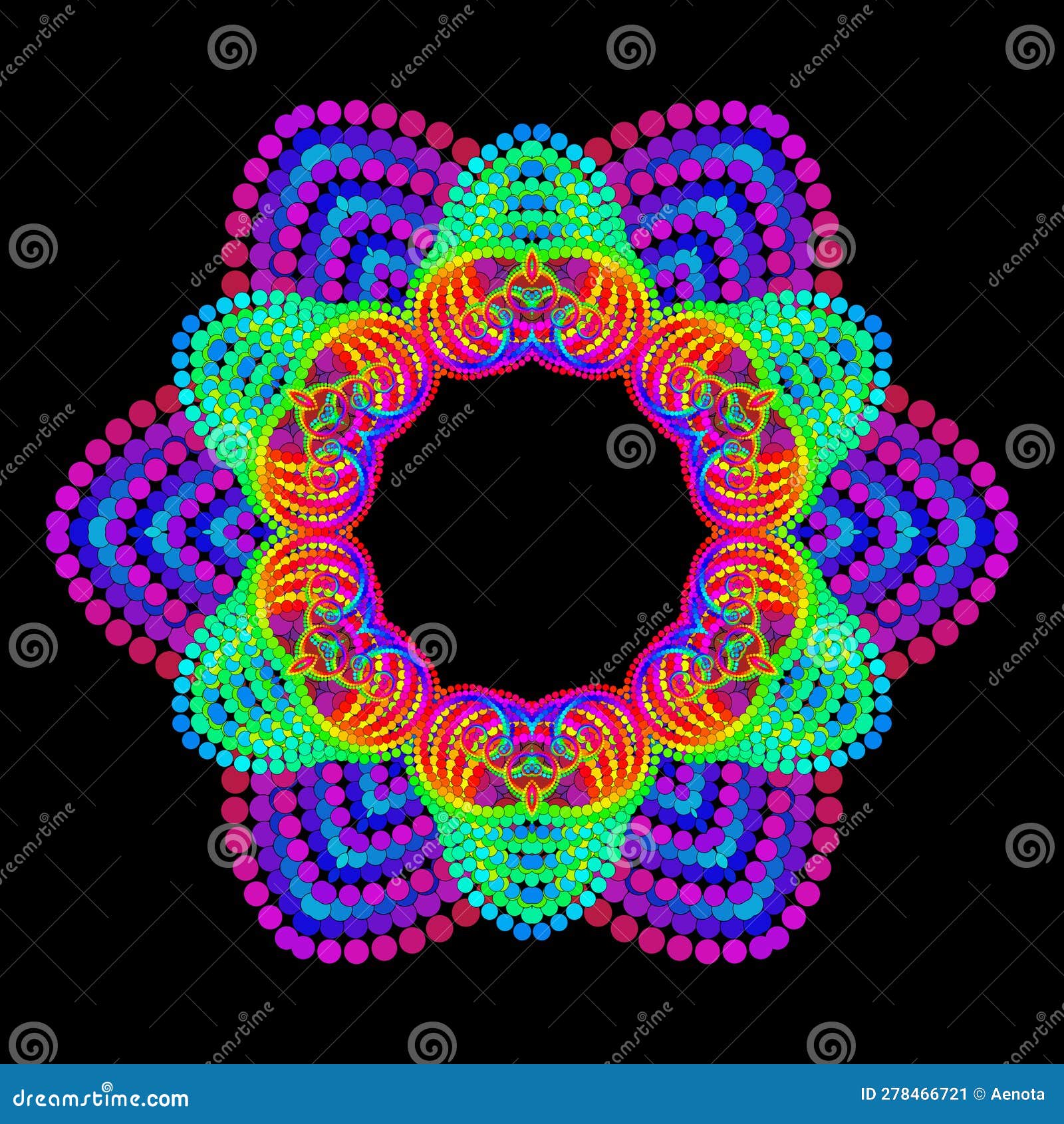 Vector Mystical Mandala Frame for Meditative Practice Openwork Six ...