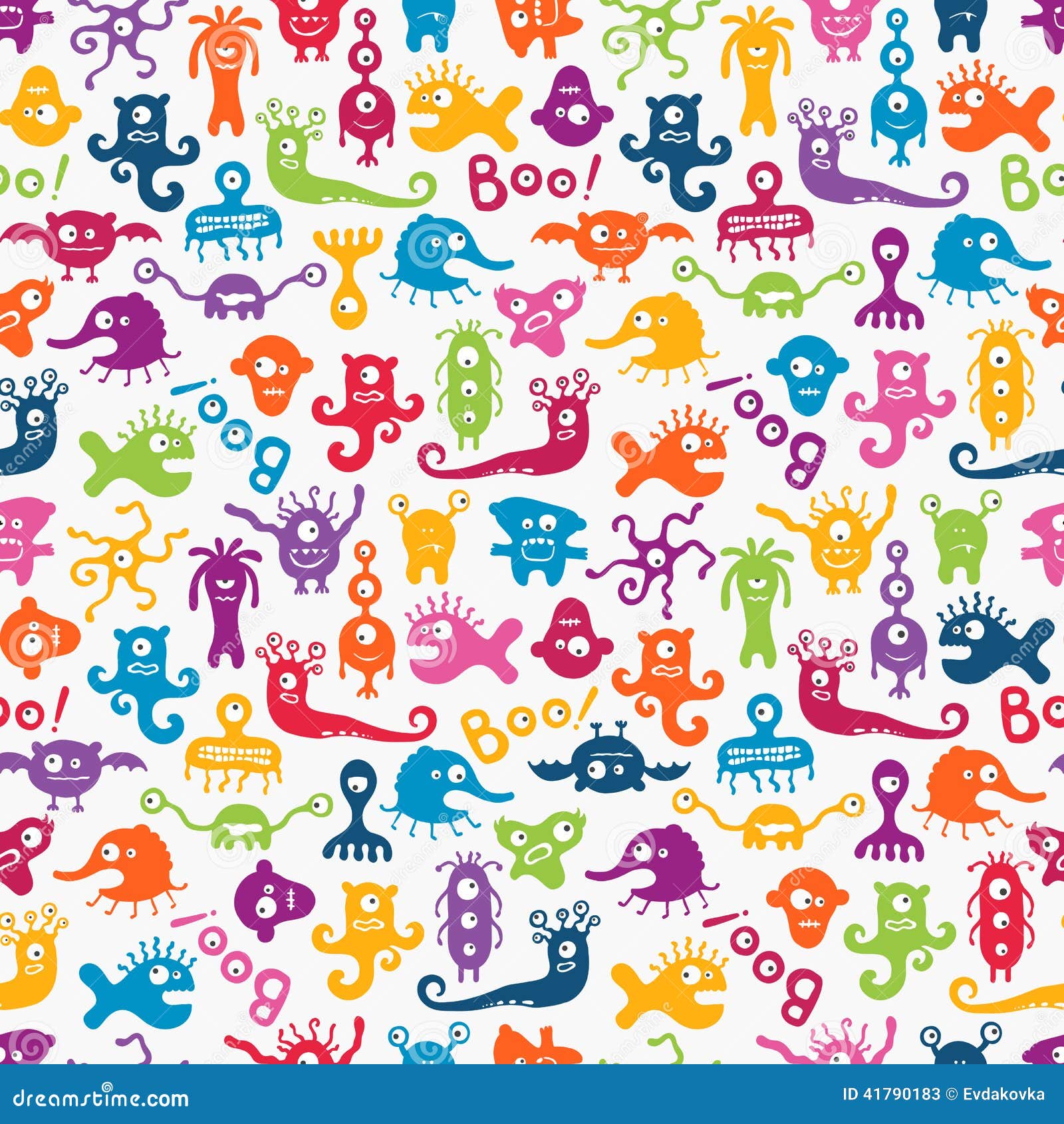 Vector Naadloos Patroon Met Leuke Babymonsters Vector Illustratie ...