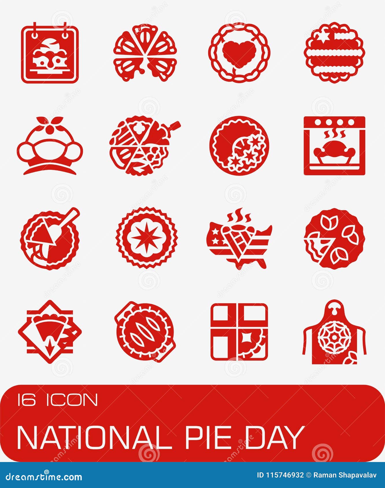 Vector National Pie Day Icon Set Stock Vector - Illustration of ...