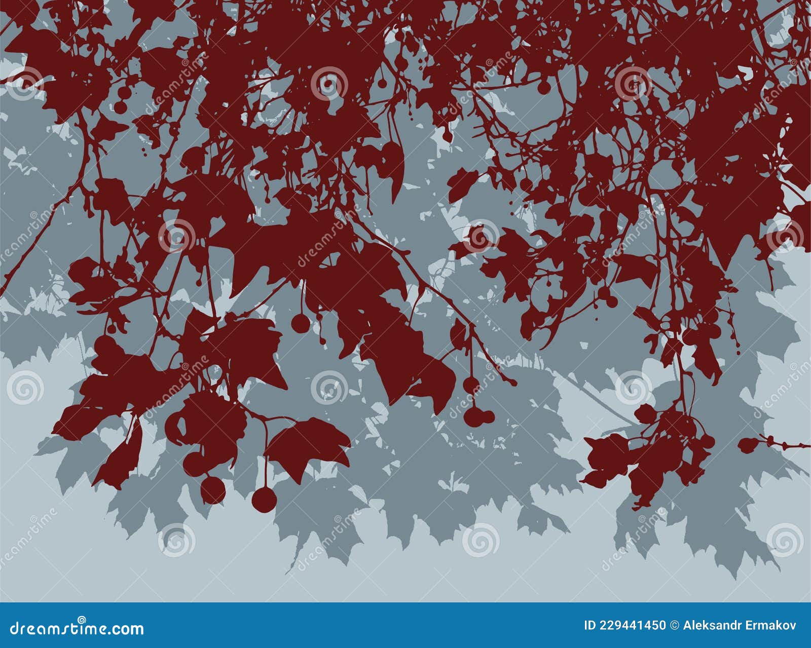 Vector Nature Background of Silhouettes Maple Tree Branches with Autumn ...