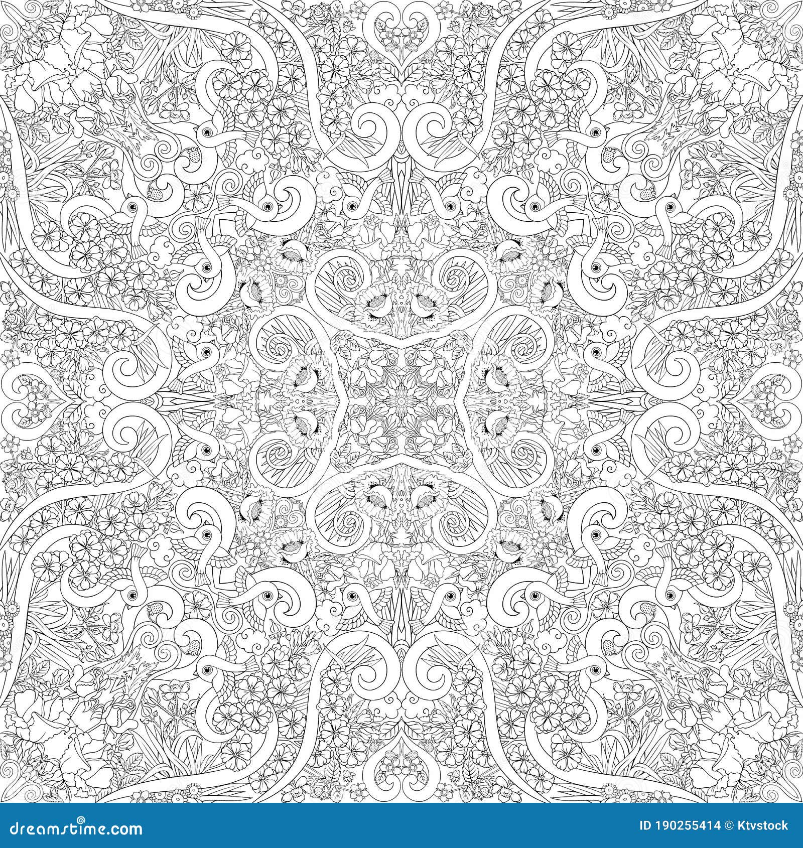 Vector Nature Hand Drawn Line Art Seamless Pattern Stock Vector ...