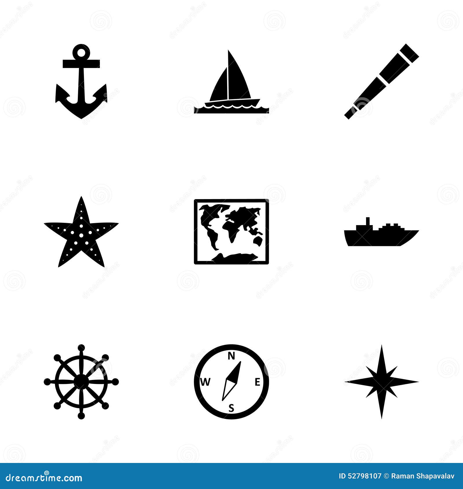 Nautical Icon Set. Include Creative Elements As Gunboat, Ship Admiral ...