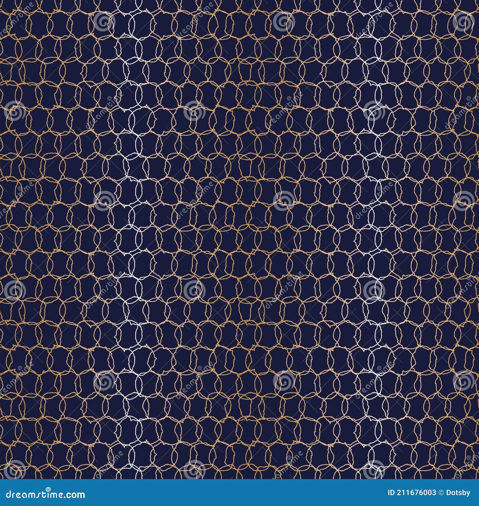 Vector Dark Blue Gold Chains Mesh Seamless Pattern Stock Vector ...