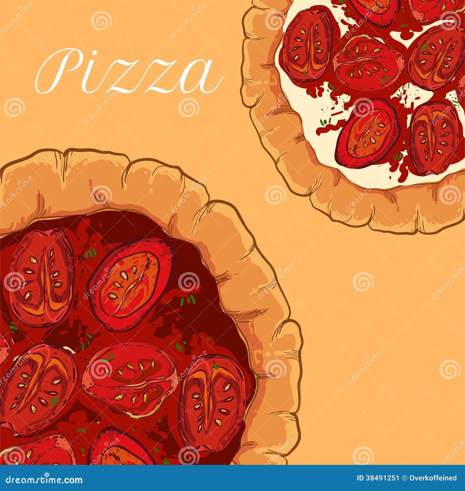 Vector Neapolitan Pizza with Stock Vector - Illustration of delicious ...