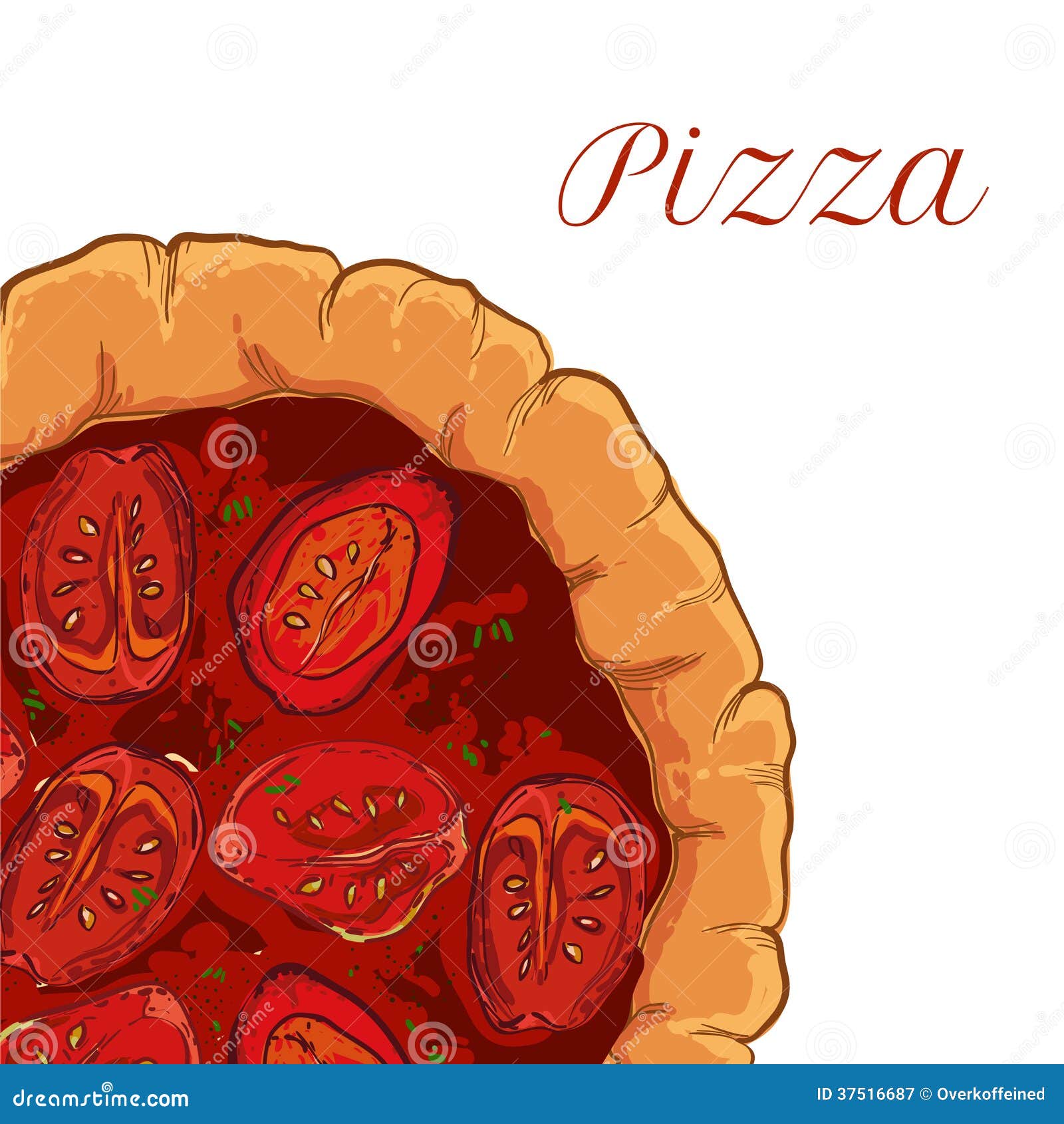 Vector Neapolitan Pizza with Tomato and Basil Stock Vector ...