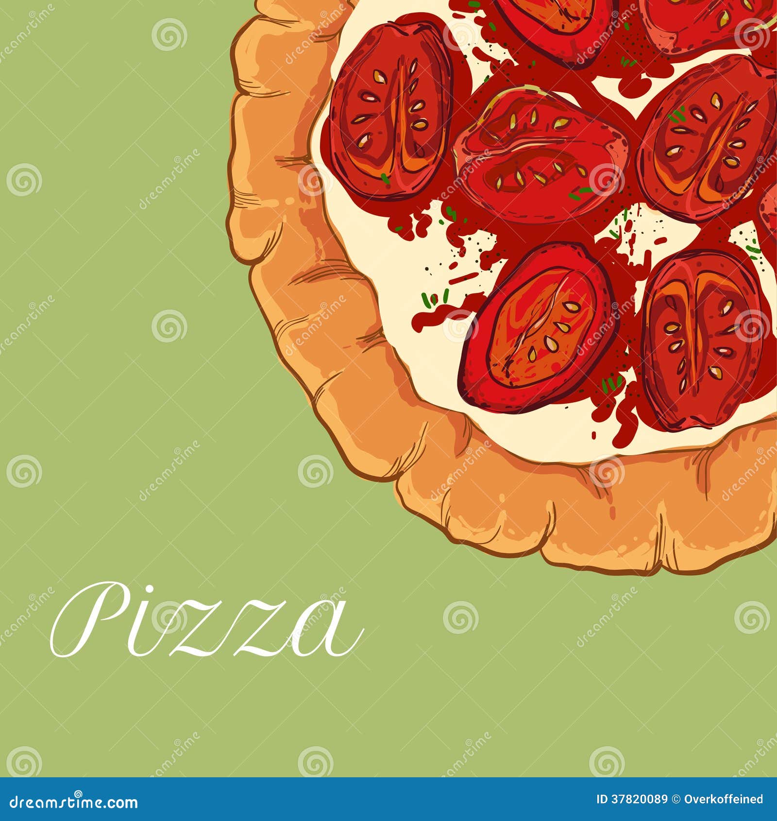 Vector Neapolitan Pizza with White Cheese Stock Vector - Illustration ...