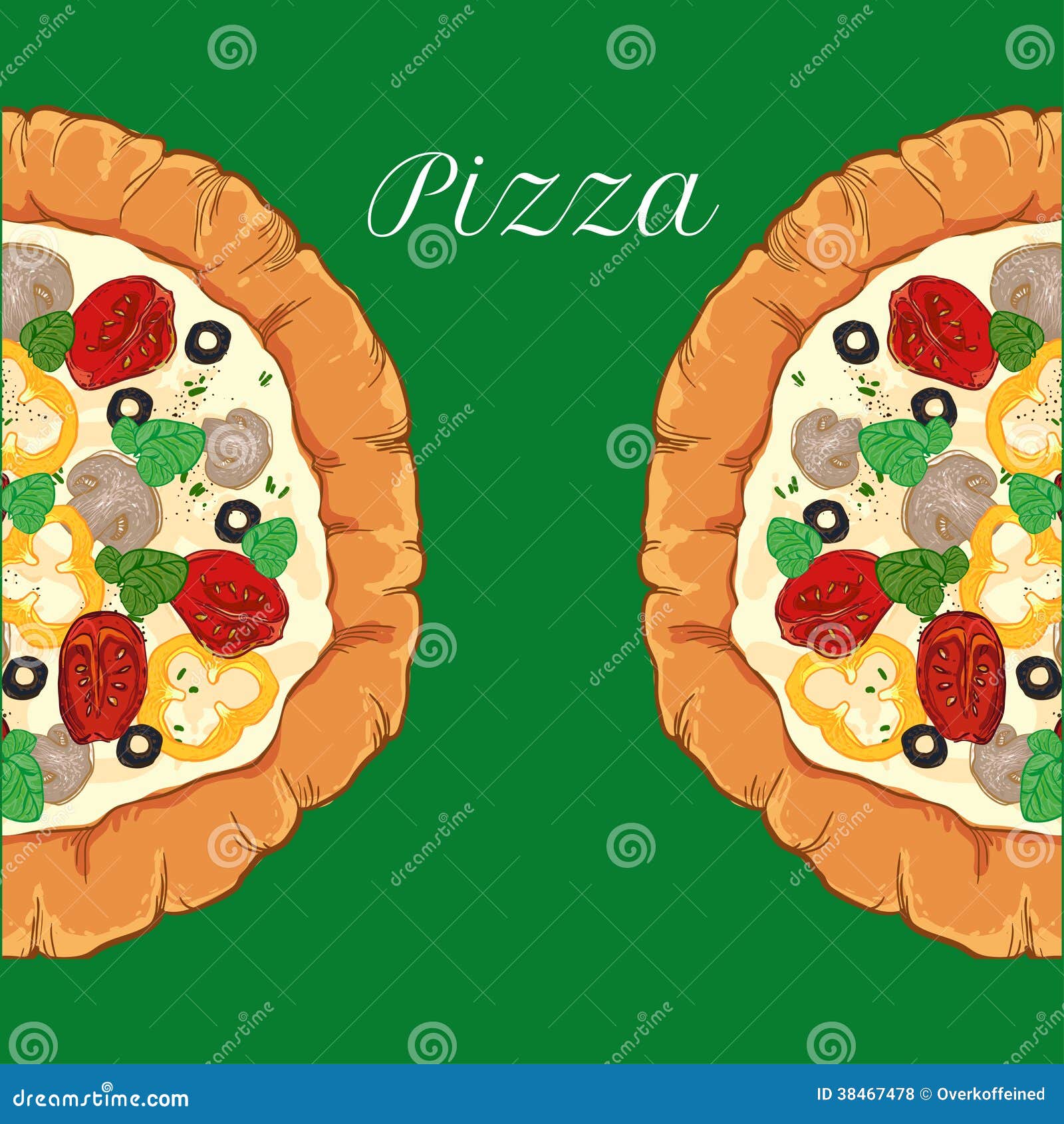Vector Neapolitan Pizza with White Cheese, Tomato Stock Vector ...