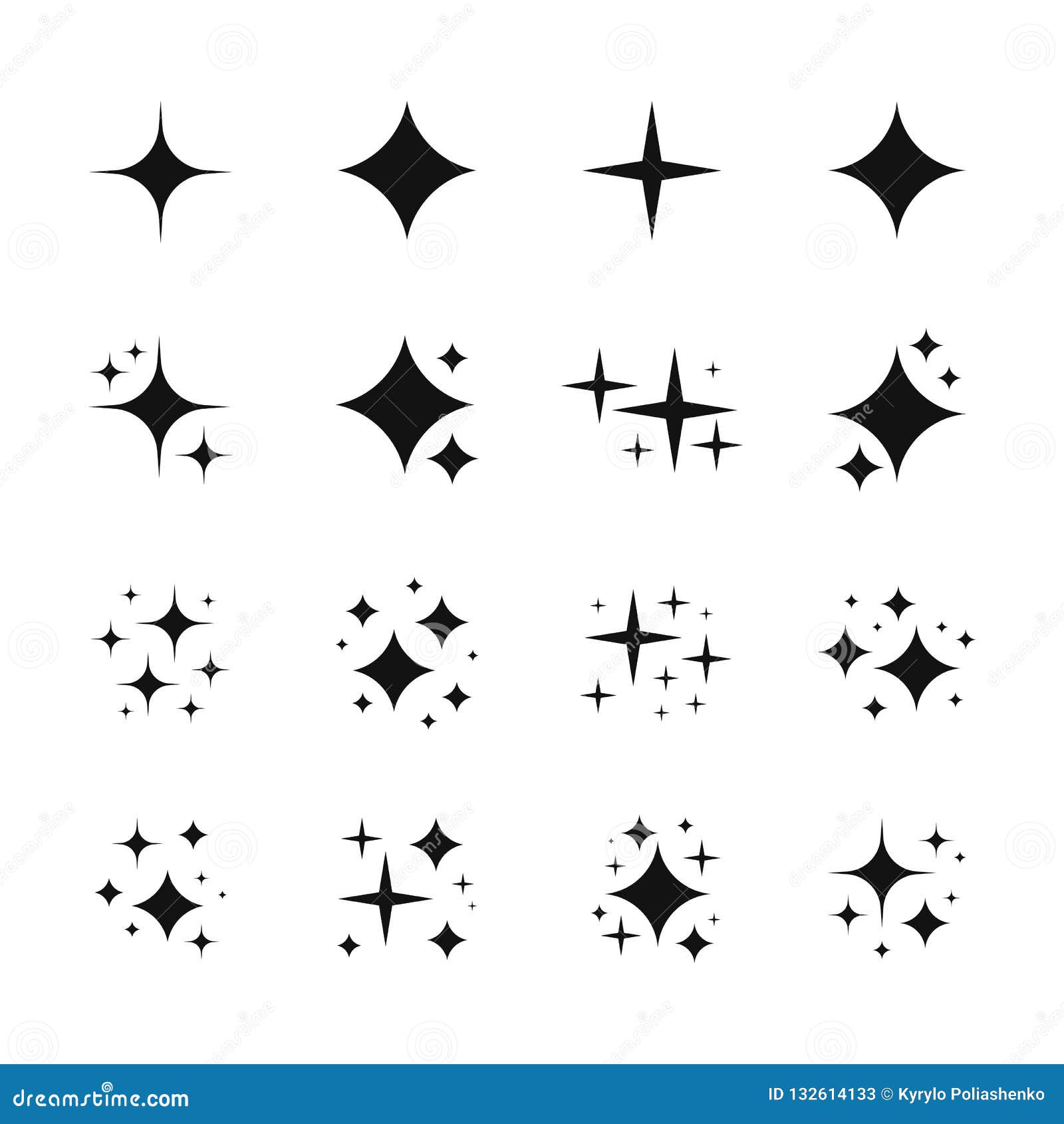 Vector Negro De Los Símbolos De Las Chispas Ilustración del Vector ...