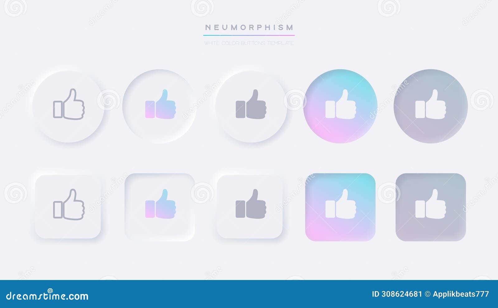 Vector Neomorphism Design White Like Buttons. Thumb Up Icon Stock ...