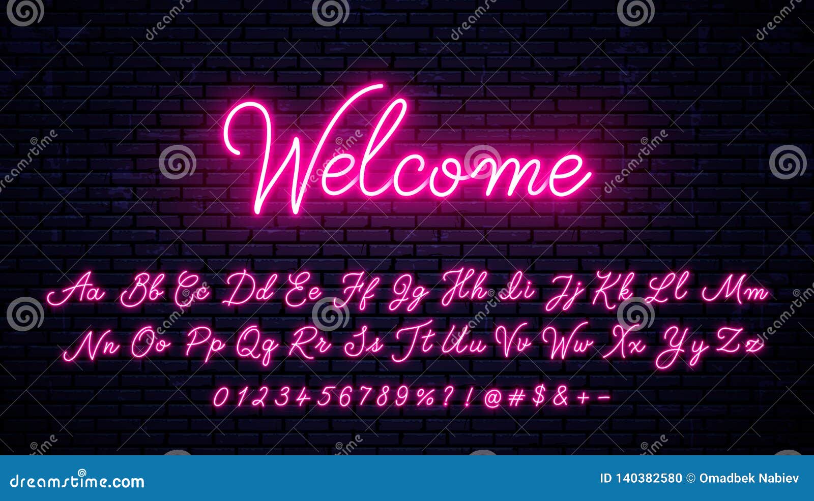Neon Alphabet on Wall Background Stock Vector - Illustration of party ...