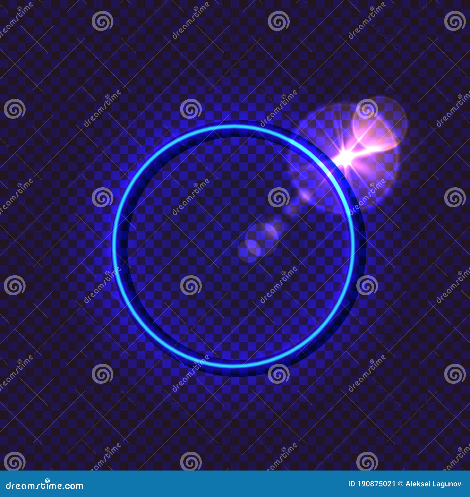 Vector Neon Blue Circle Isolated on Dark Transparent Background ...