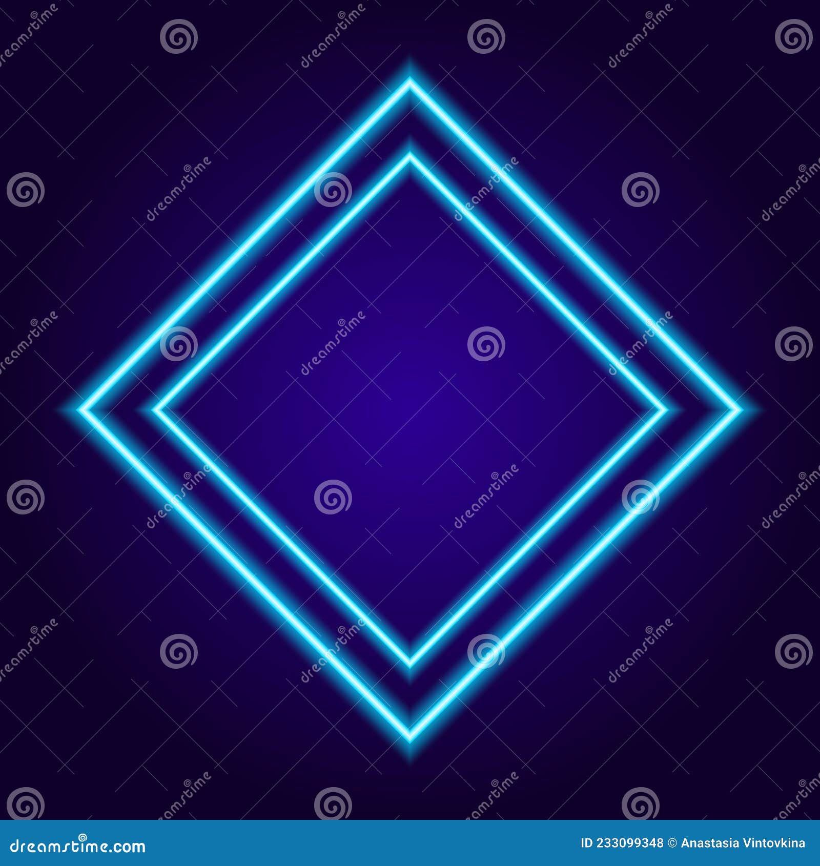 Vector Neon Blue Frame Double Outline Color on a Dark Blue Background ...