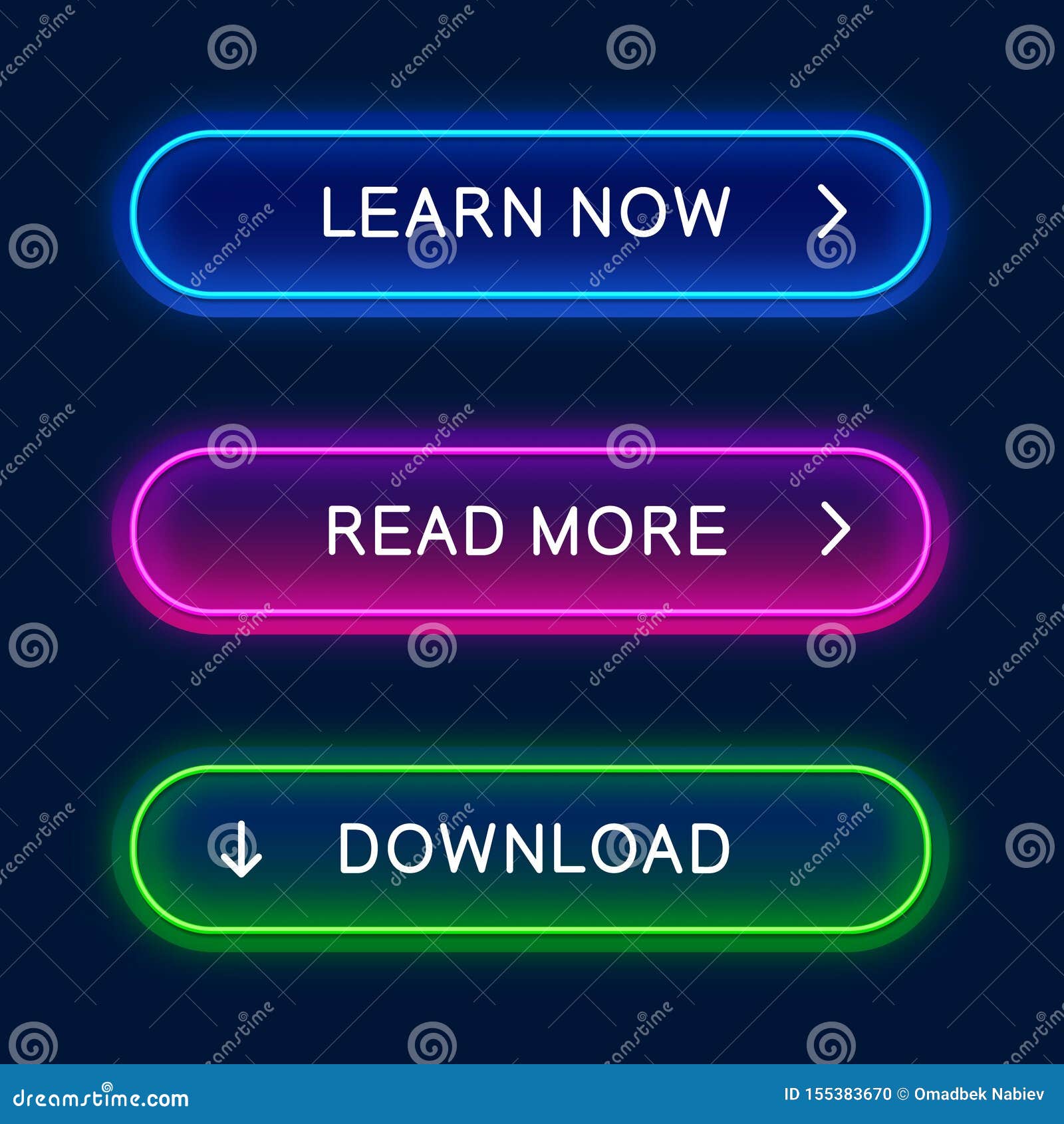 Vector Neon Button for Web Design. Stock Vector - Illustration of menu ...