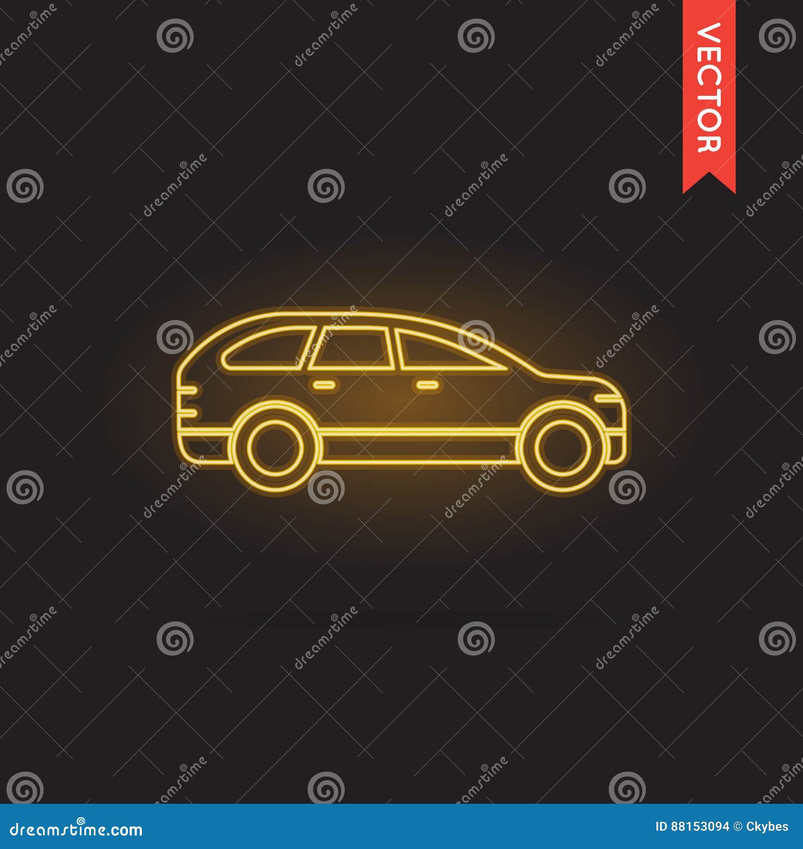 Vector Neon Car Icon stock vector. Illustration of decal - 88153094