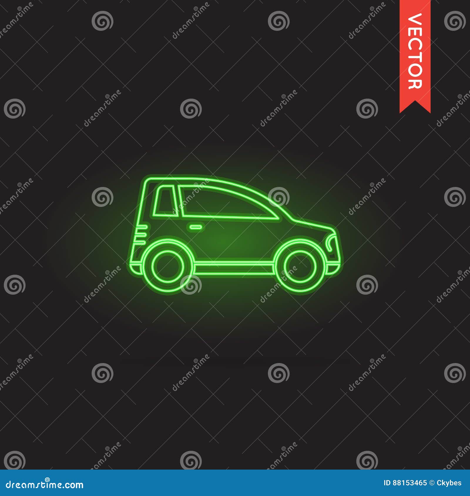 Vector Neon Car Icon stock vector. Illustration of black - 88153465