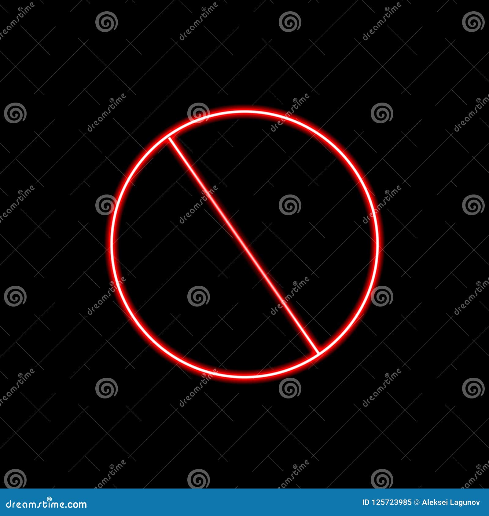 Vector Neon Crossed Circle, Bright Red Color, Warning. Stock Vector ...