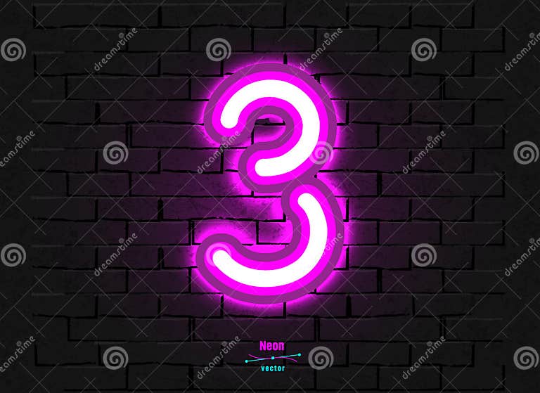 Vector Neon Digit stock vector. Illustration of bright - 190136567