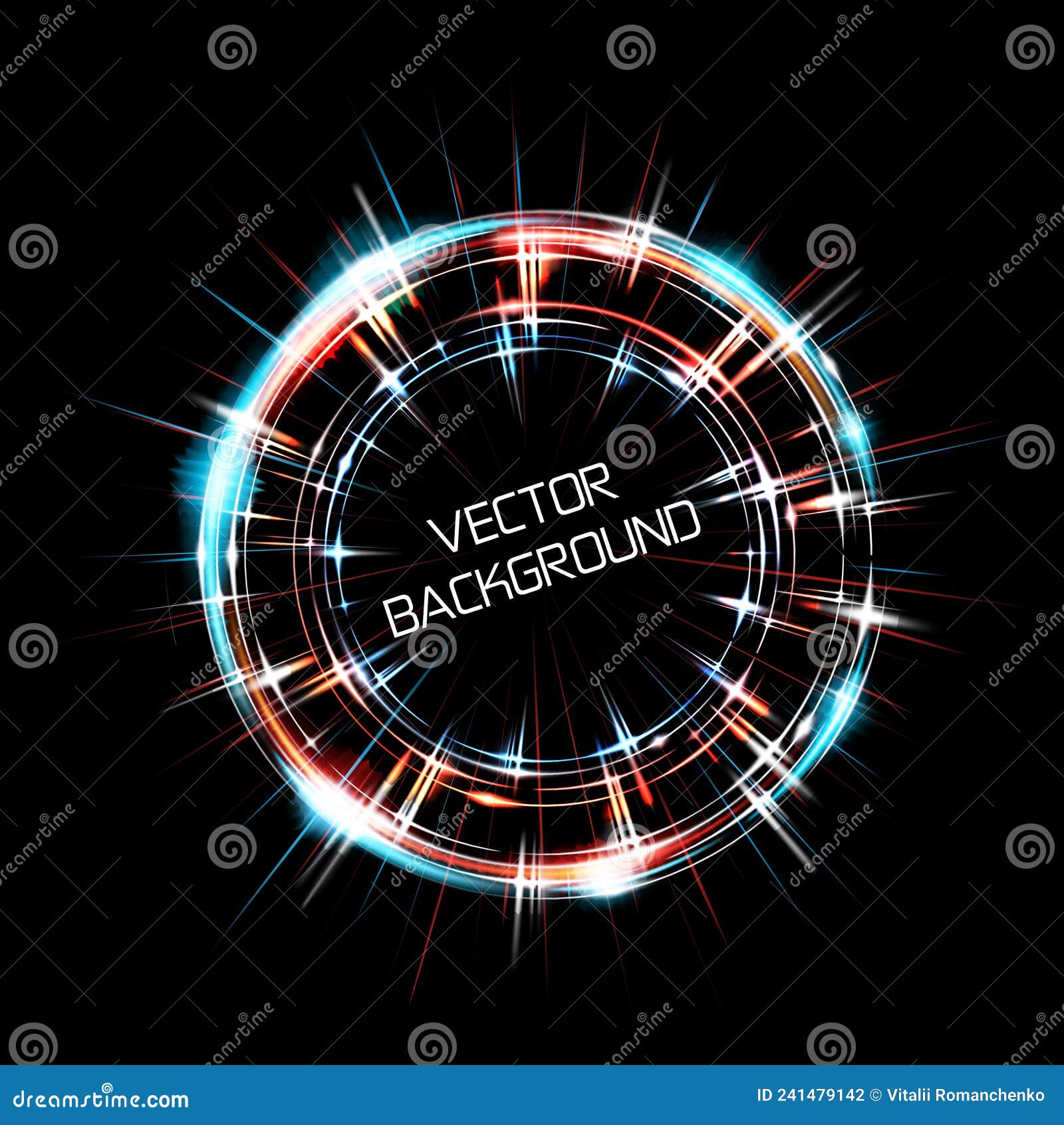 Vector. Neon Energy Flash. Explosion of Neon Rings on a Dark Background ...