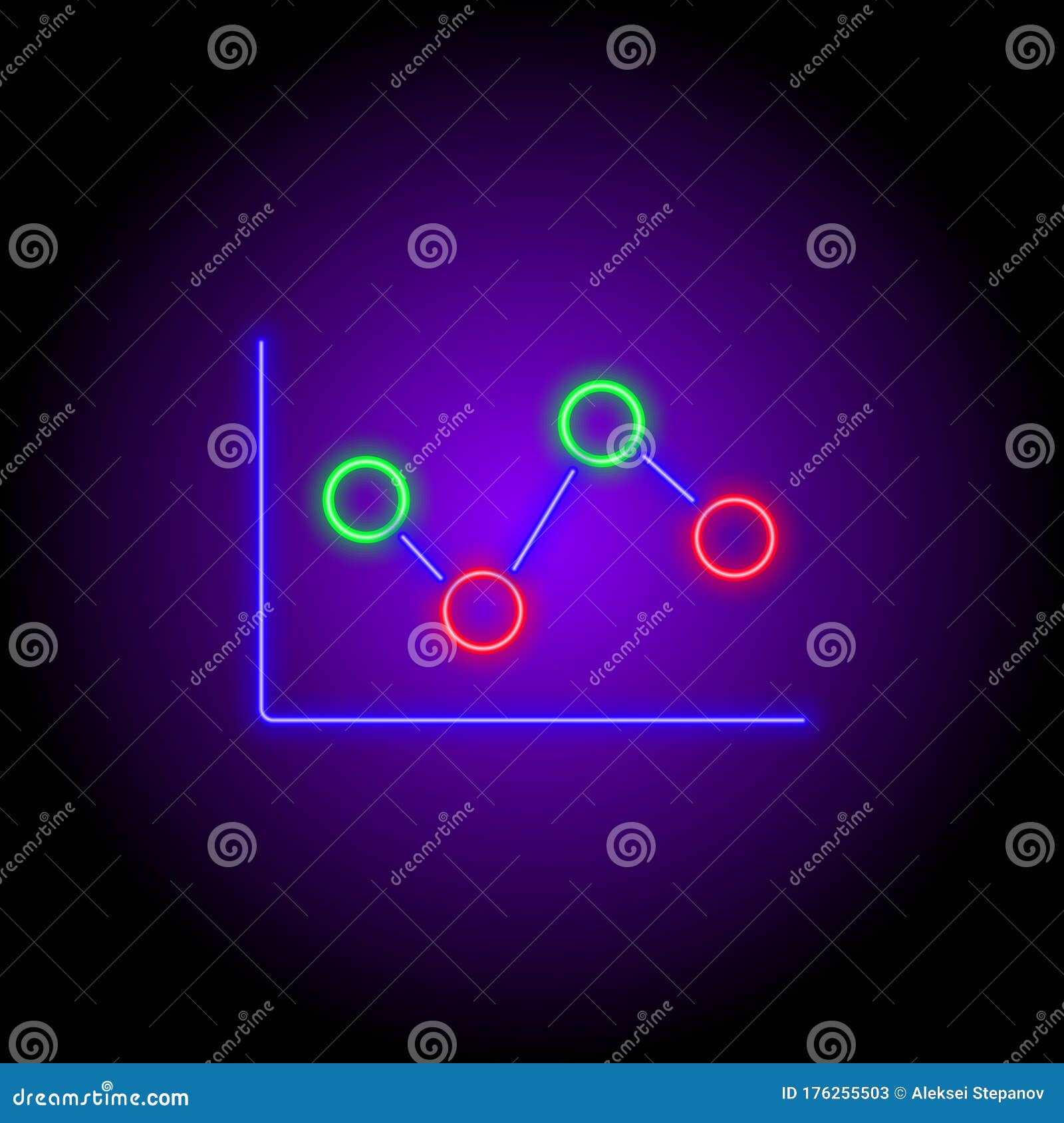 Vector Neon Flat Design Icon of Chart and Graph Line Symbol ...