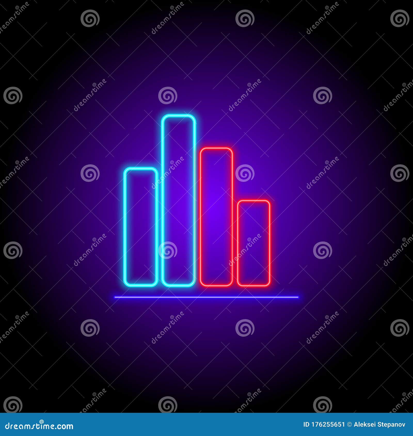 Vector Neon Flat Design Icon of Chart and Graph Line Symbol ...