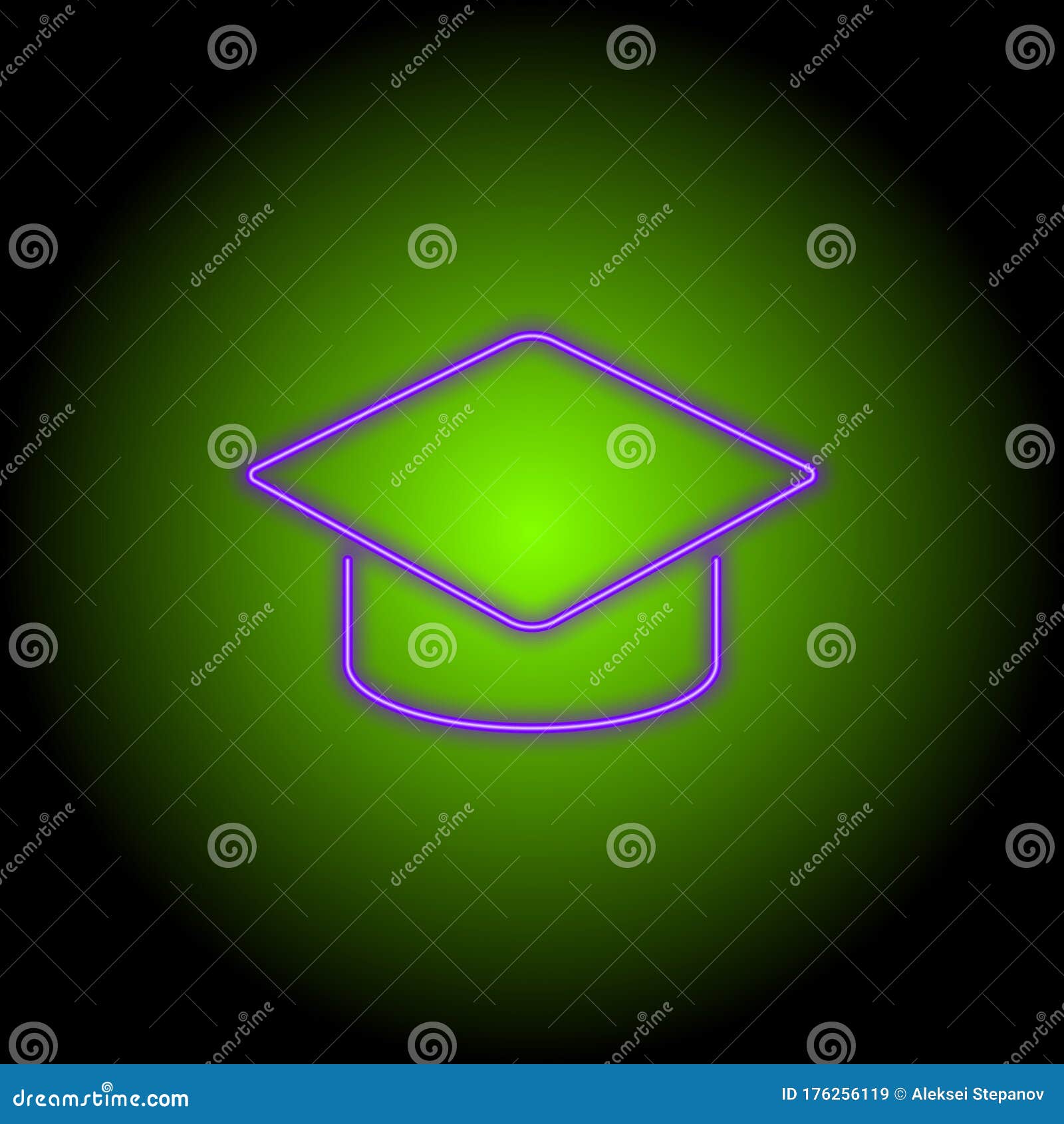 Vector Neon Flat Design Icon of Graduation Cap Study Symbol Stock ...