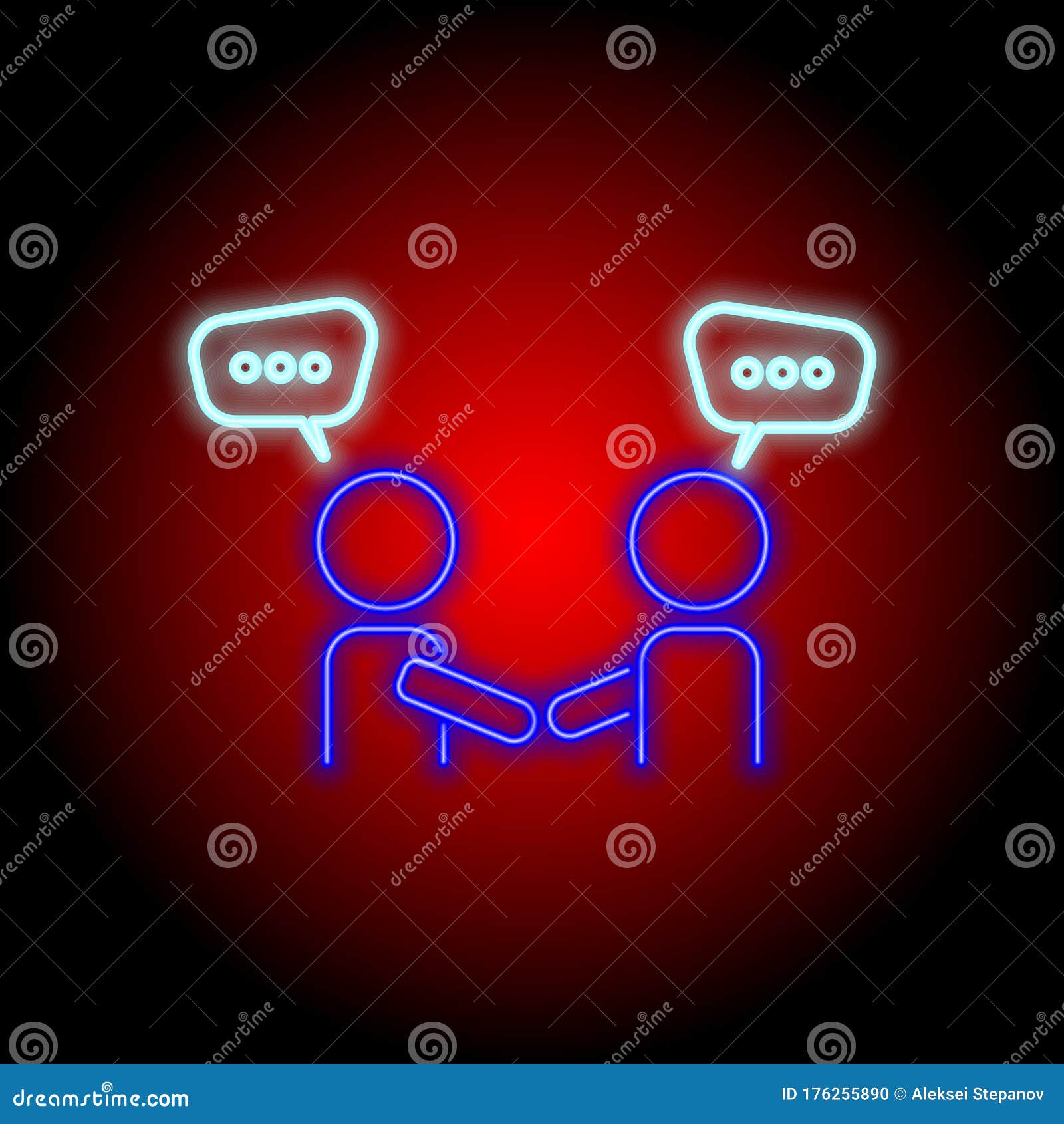 Vector Neon Flat Design Icon of Message Dialog Symbol Illustration ...