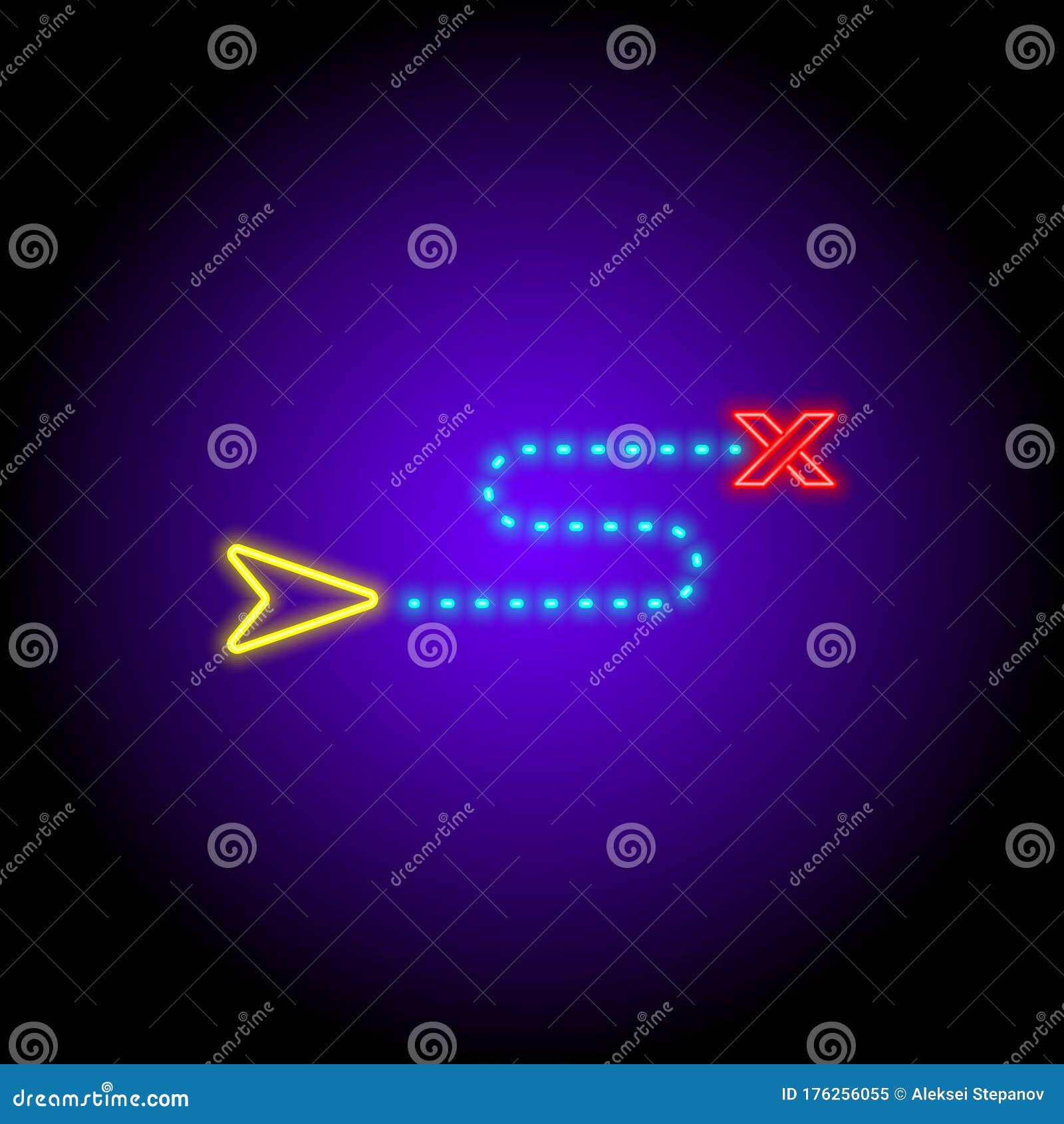 Vector Neon Flat Design Icon Set of Route Navigation Direction Mark ...