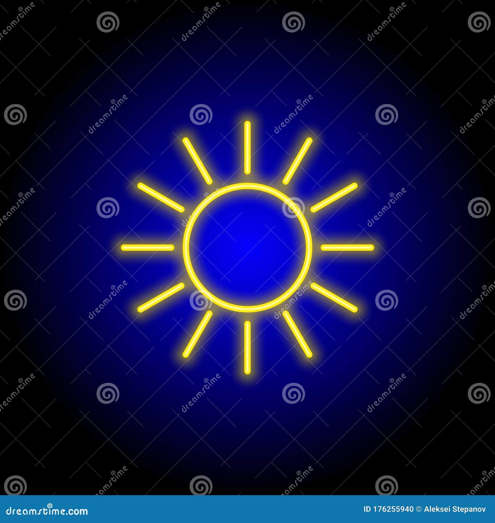Vector Neon Flat Design Icon of Sun Symbol Stock Illustration ...