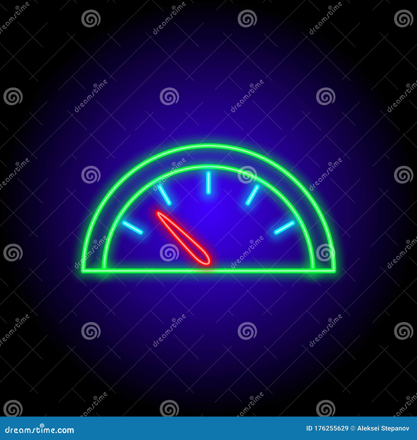 Vector Neon Flat Icon of Car Speedometer Stock Illustration ...