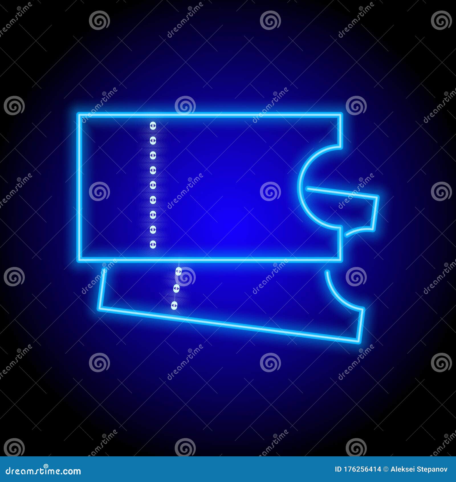 Vector Neon Flat Icon of Cinema or Theater Ticket Stock Illustration ...