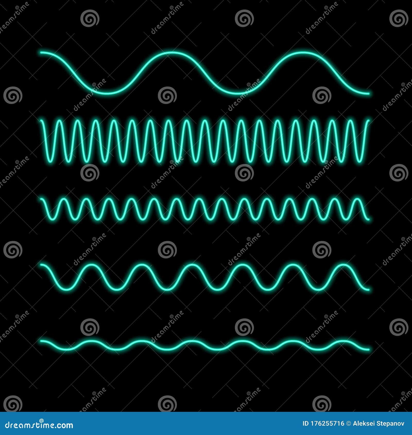 Vector Neon Flat Icon of Wave Line Amplitude Stock Illustration ...