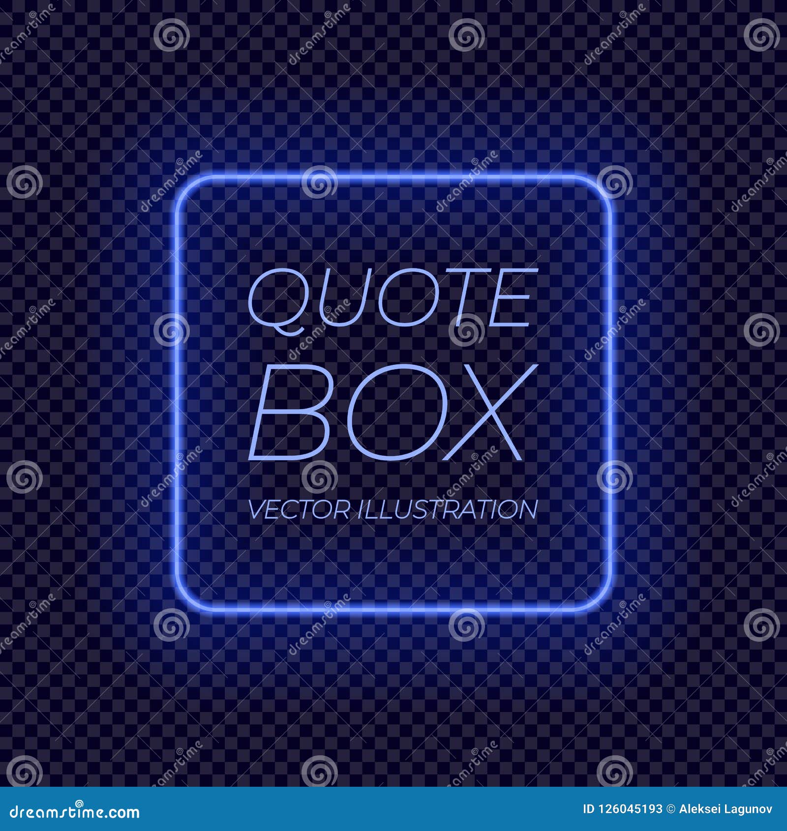 Vector Neon Frame, Bright Blue Square Border, Transparent Background ...
