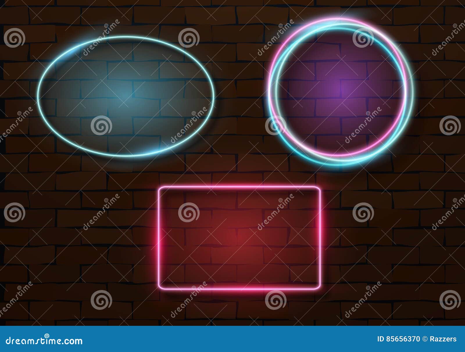 Vector Neon Frame Set. Vintage Neon Sign Set Stock Vector ...
