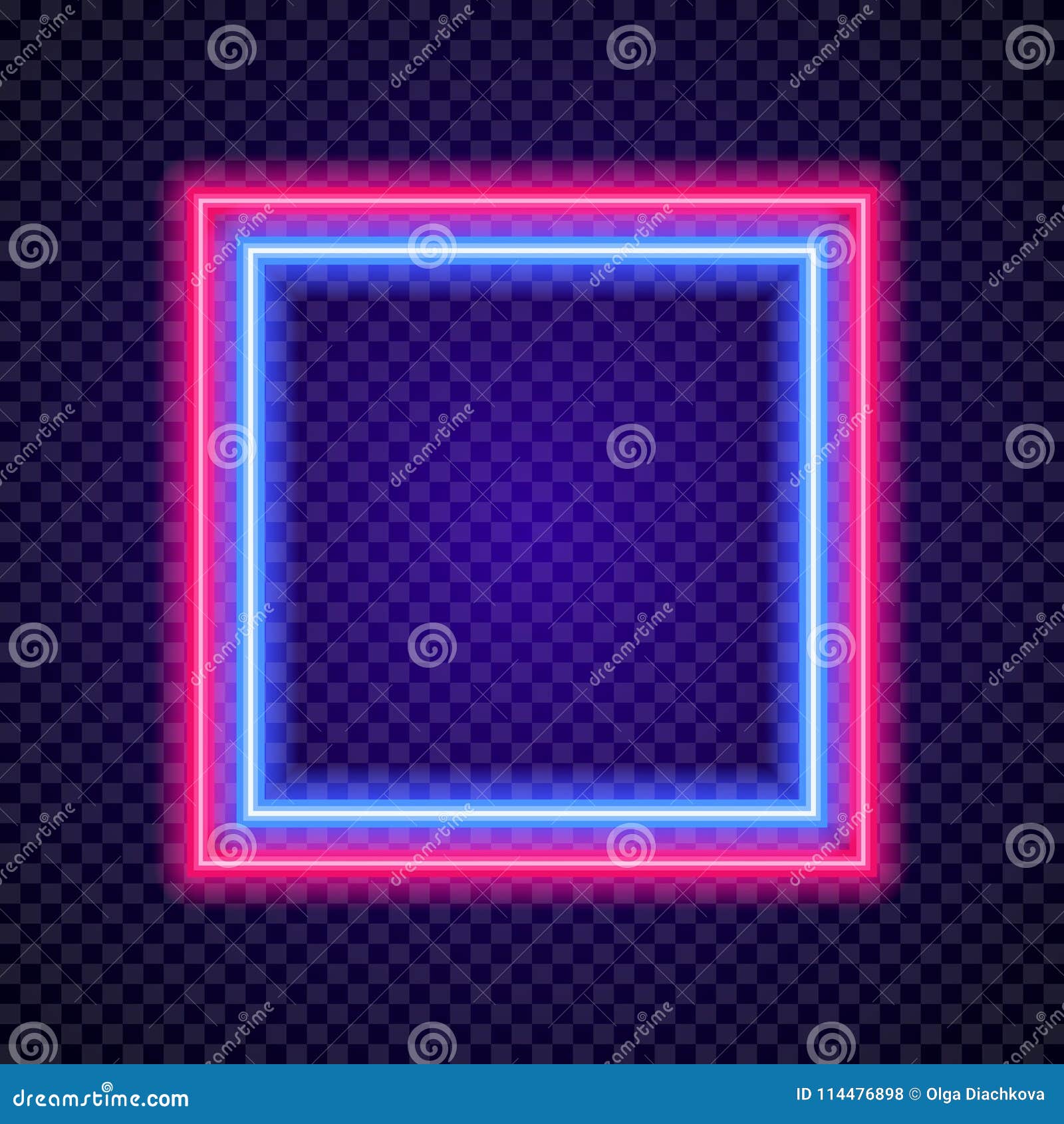 Vector Neon Frame Square Shape Colorful Style on Transparent Background ...