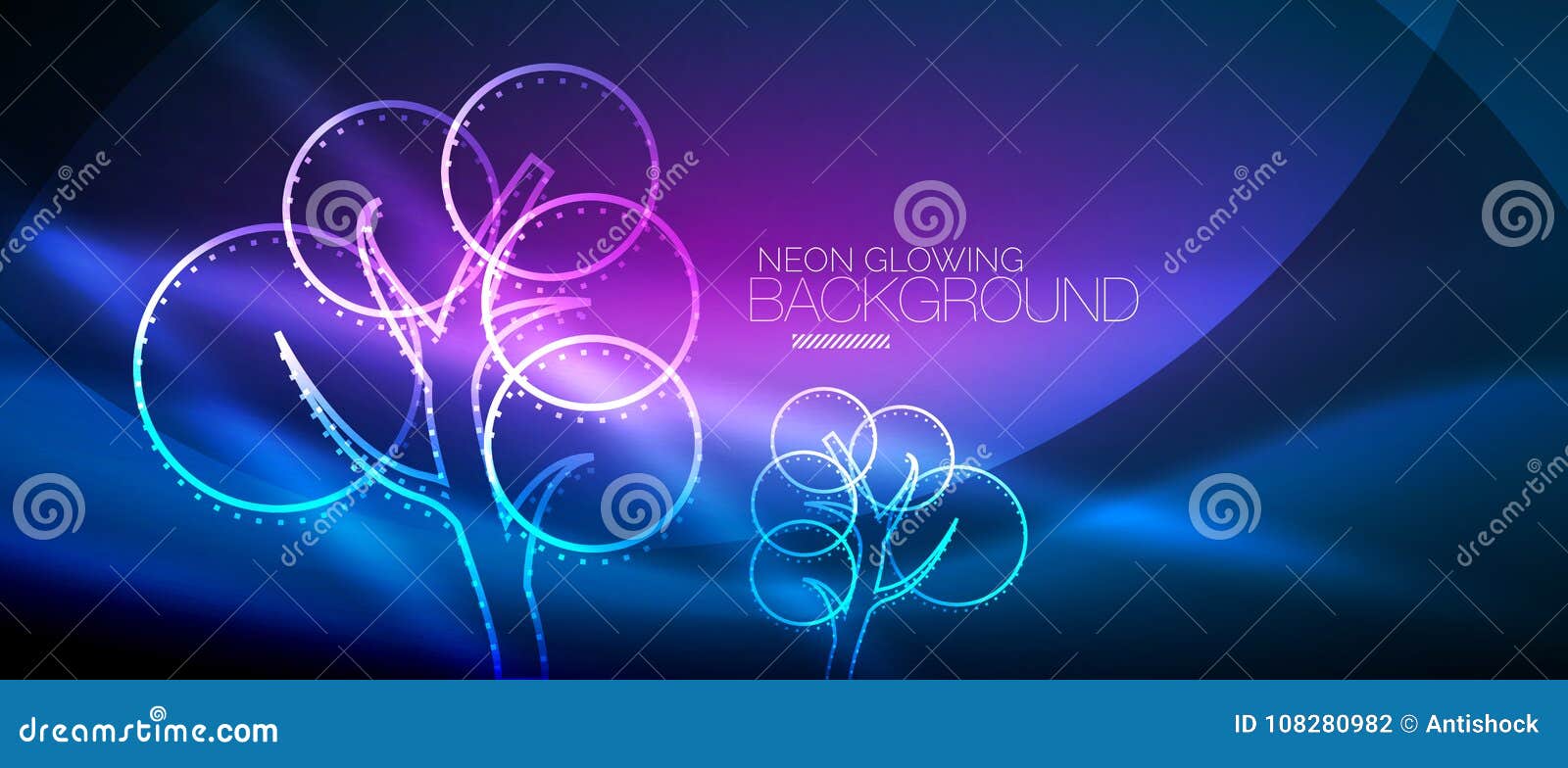 Vector Neon Glowing Tree Background Stock Vector - Illustration of ...