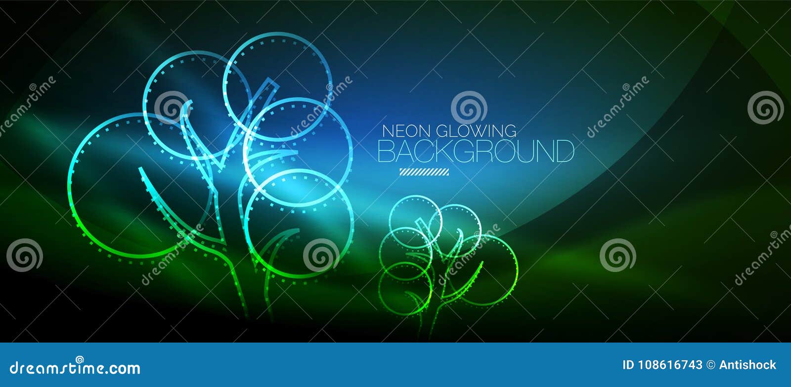 Vector Neon Glowing Tree Background Stock Vector - Illustration of palm ...