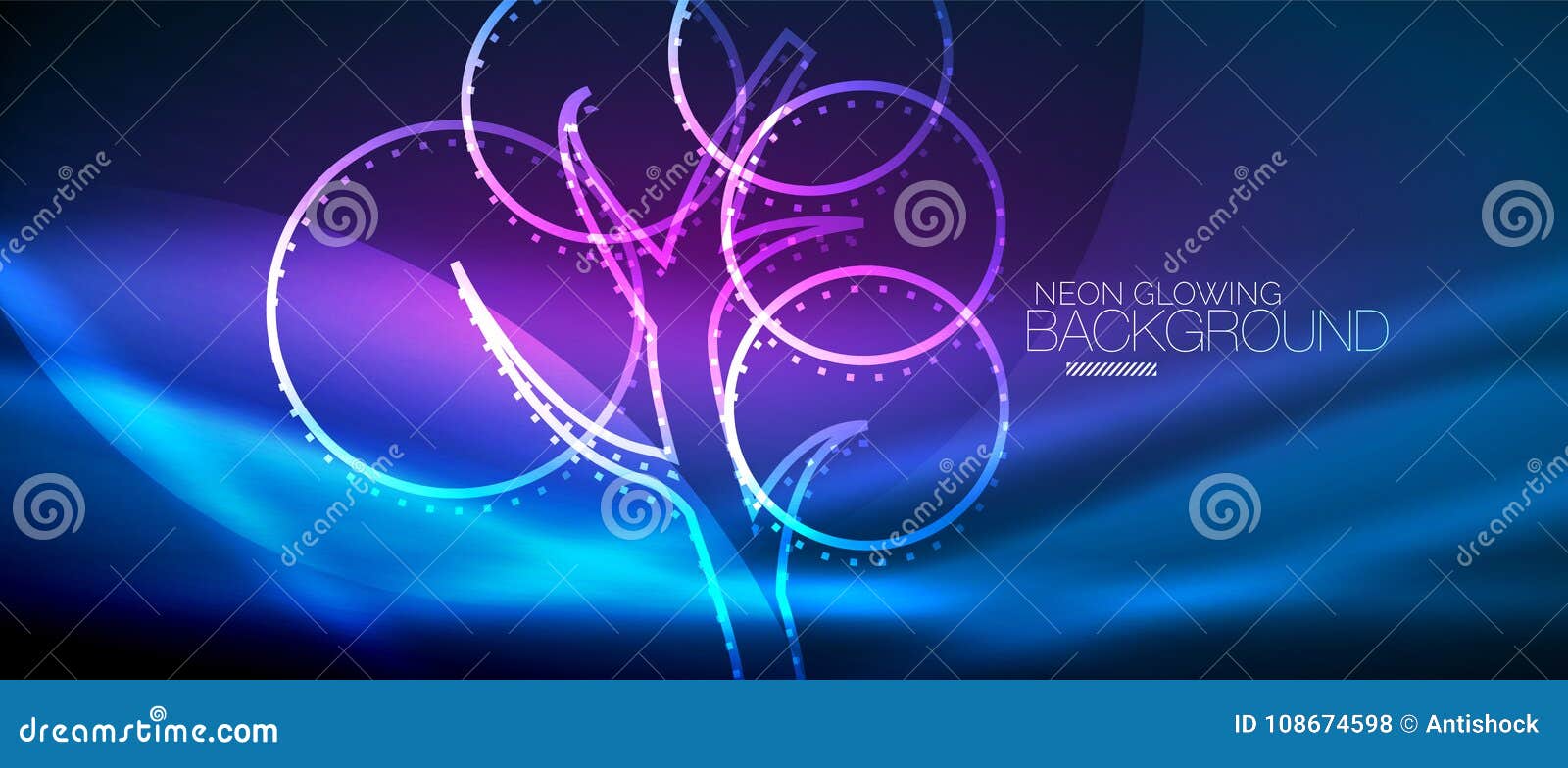 Vector Neon Glowing Tree Background Stock Vector - Illustration of ...