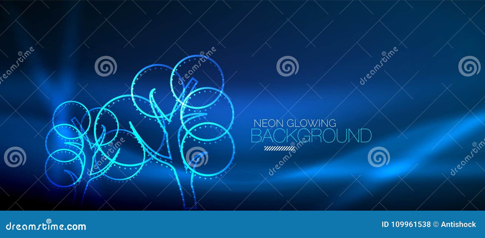 Vector Neon Glowing Tree Background Stock Vector - Illustration of blue ...