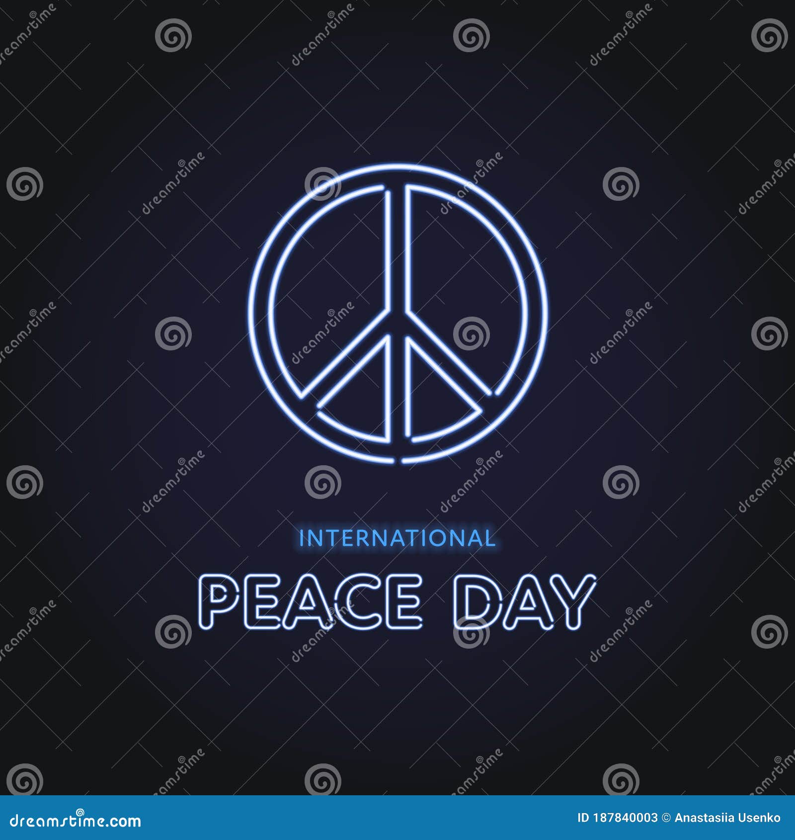 Vector Neon International Peace Day Banner Template. Light Bulb Text ...