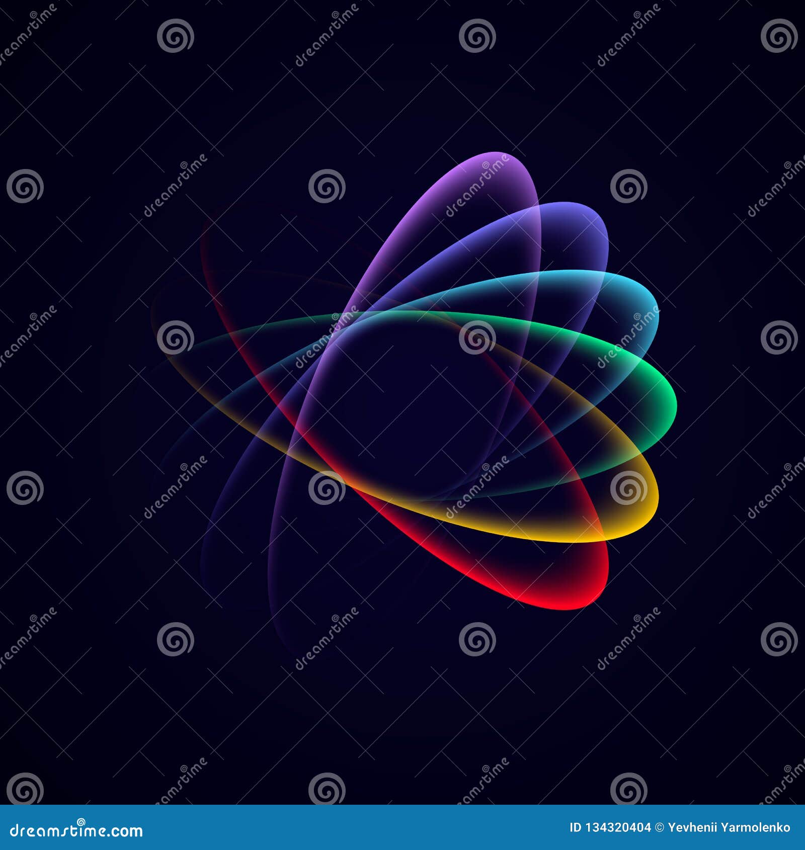 Vector Neon Light Circle in Motion. Abstract Bright Neon Multicolor ...