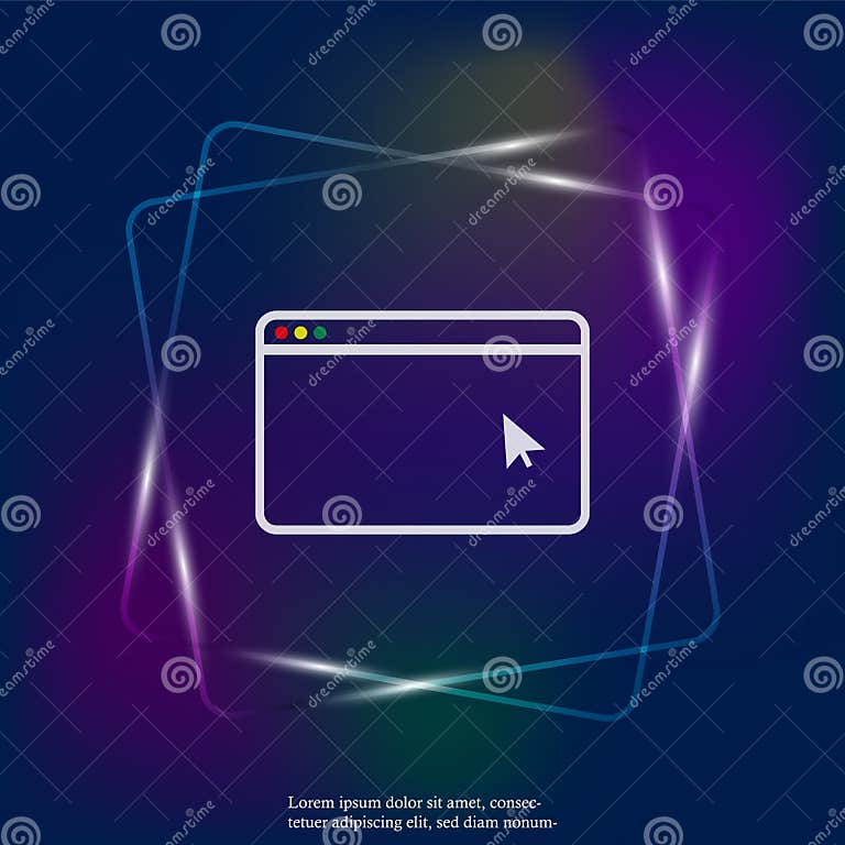 Vector Neon Light Icon of Browser Window. Layers Grouped for Easy ...