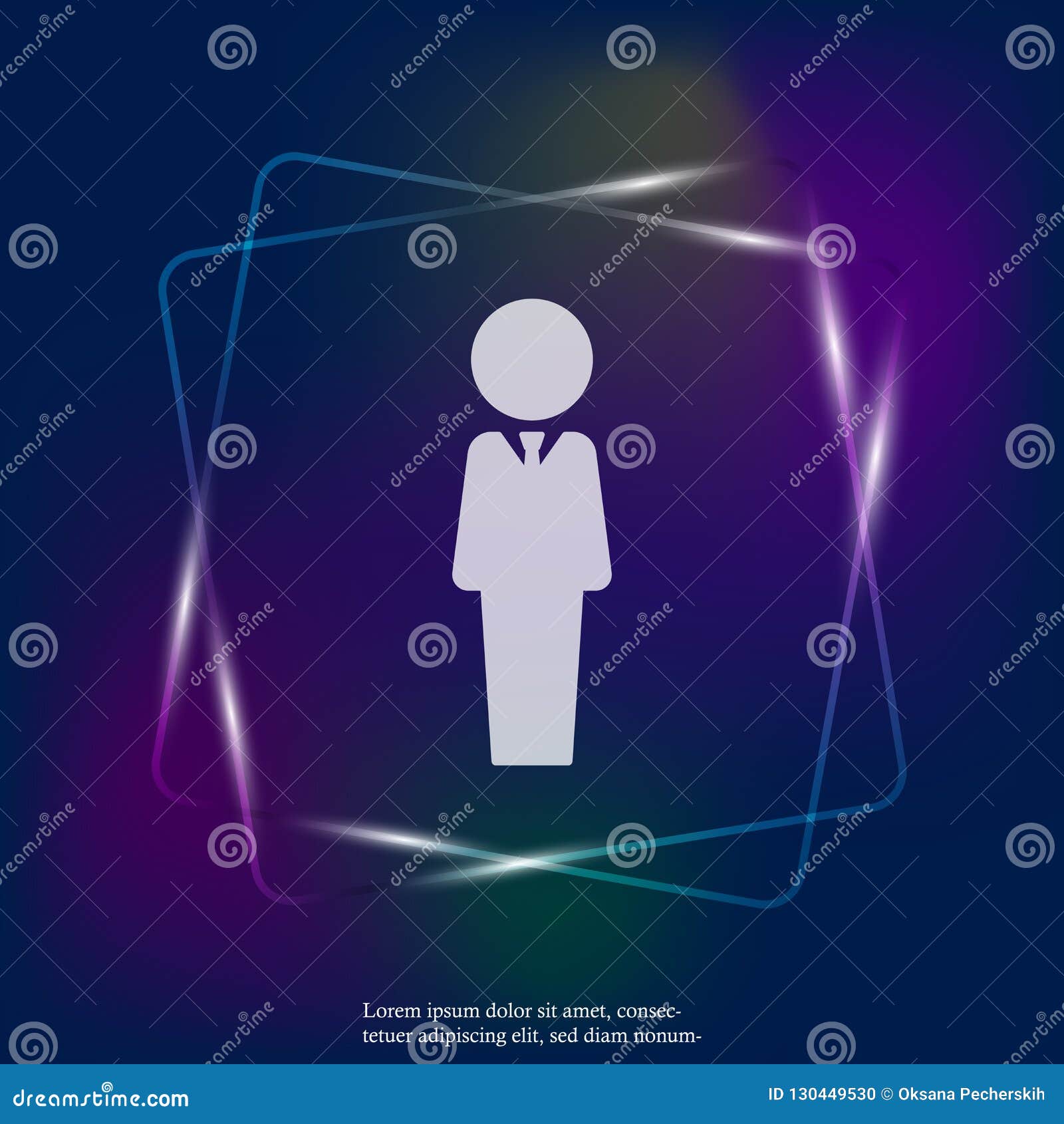 Vector Neon Light Icon of a Businessman. Businessman at Work Stock ...
