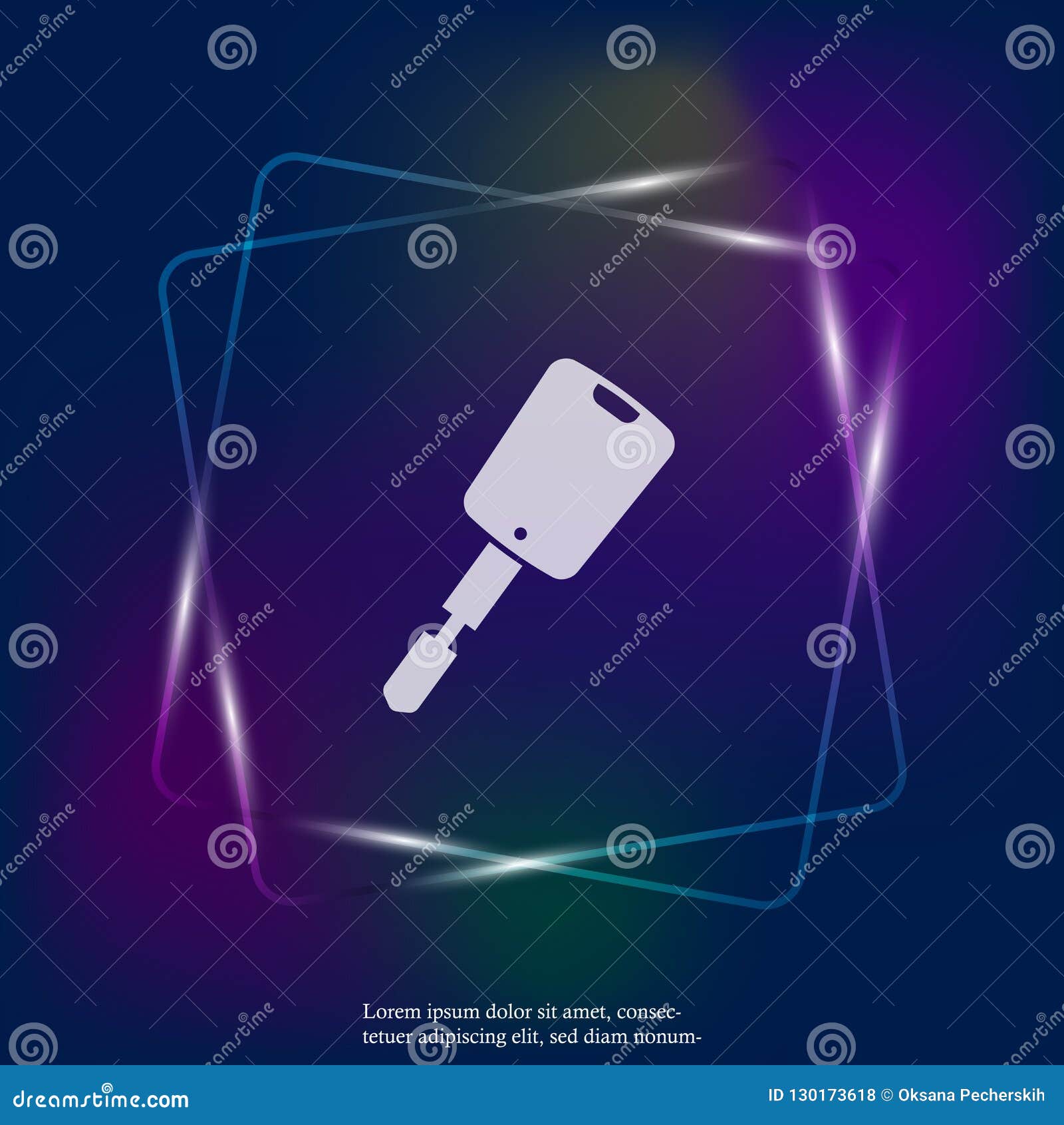 Vector Neon Light Icon Car Key. Vector Flat Illustration Stock Vector ...